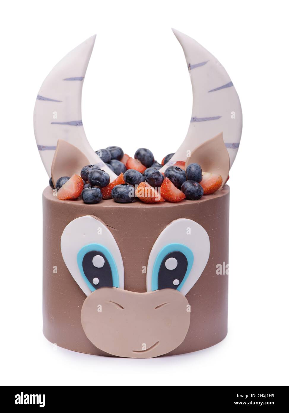 Bull head decorative cake isolated on white background Stock Photo - Alamy