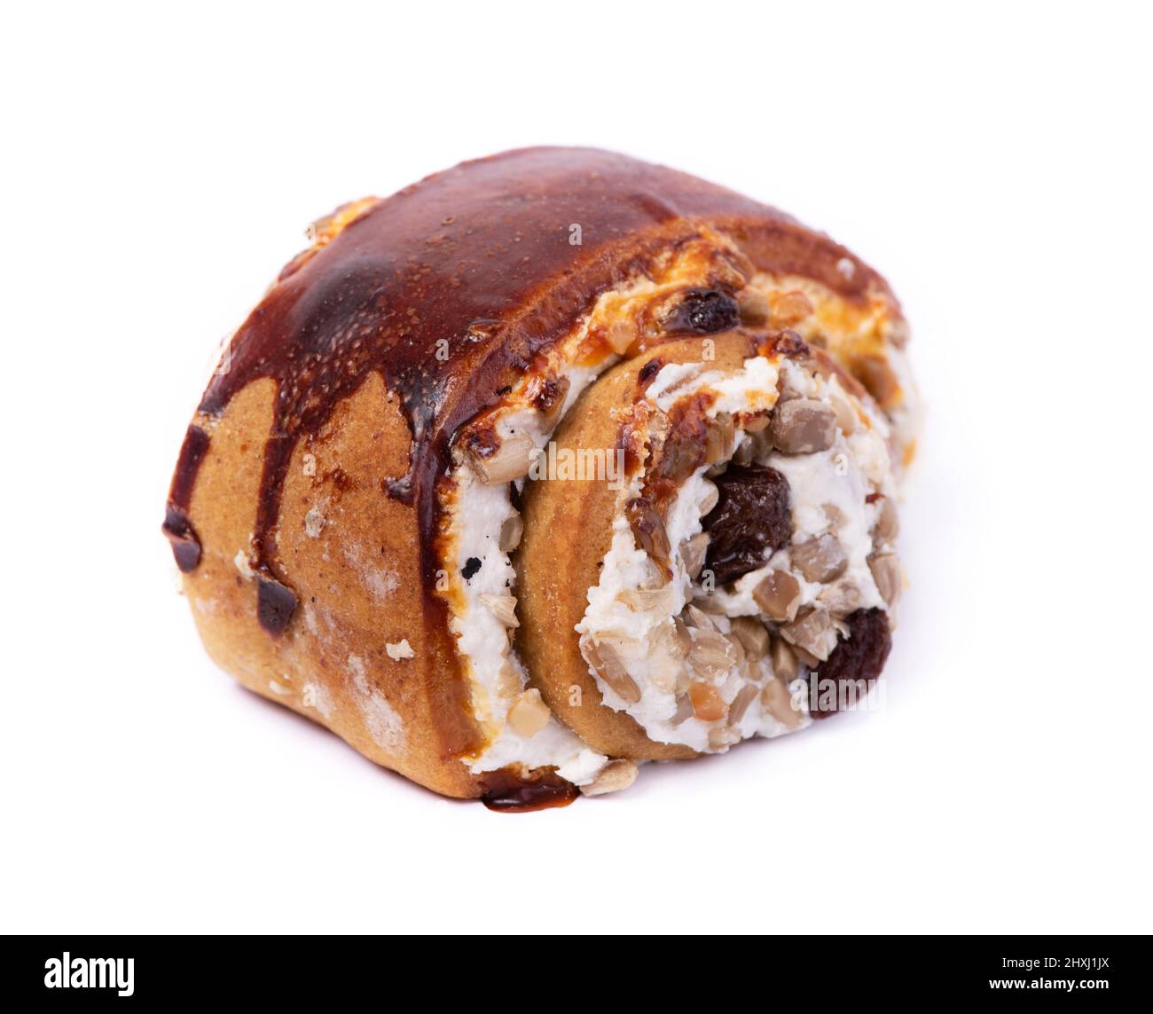 Pastry bun with cream filling isolated over white background Stock ...