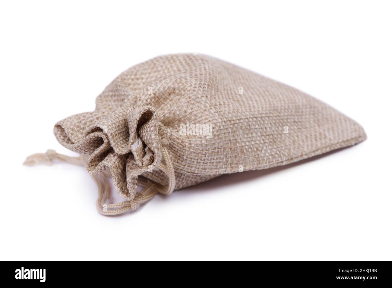 Fabric drawstring gift bag isolated over white background Stock Photo ...