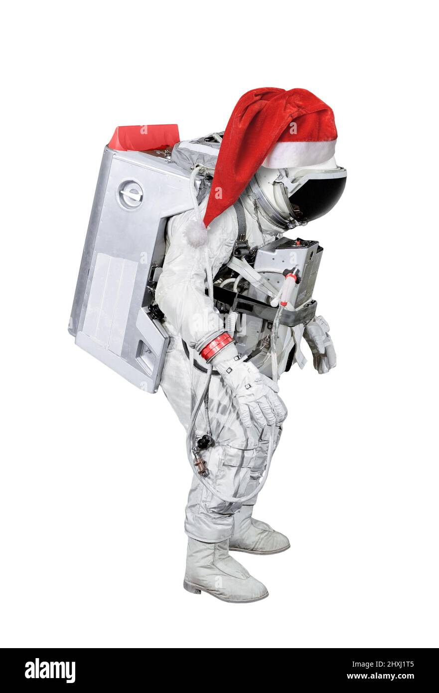 Astronaut Santa Claus in space suit isolated on white background Stock ...