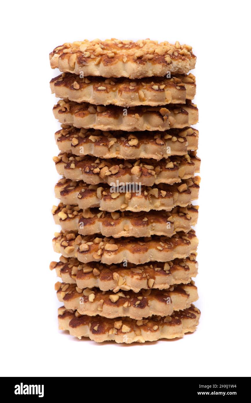Stack of cookies with peanuts isolated on white background Stock Photo ...