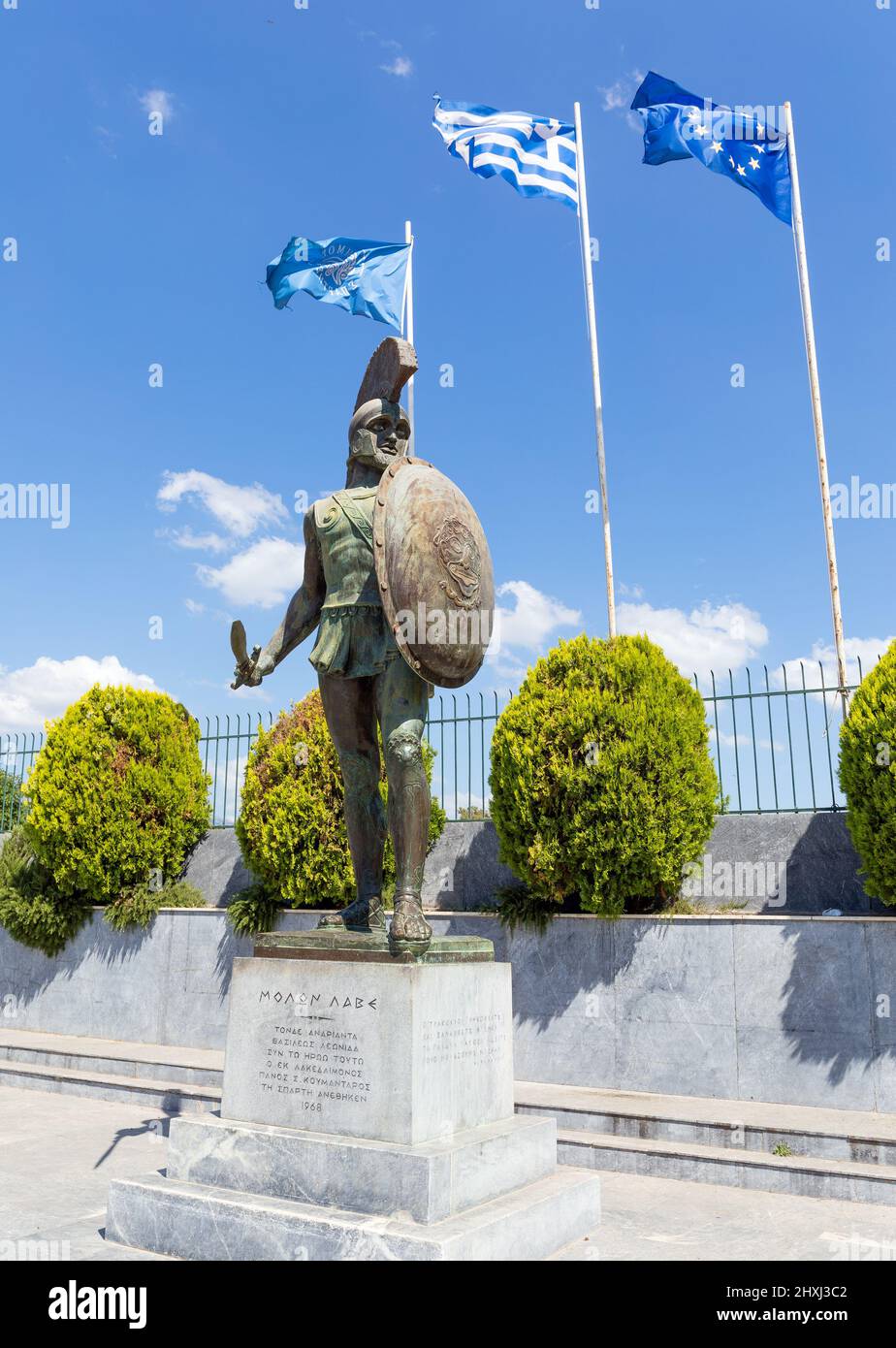 SPARTA, GREECE - MAY 26: King Leonidas monument on May 26, 2018 in ...