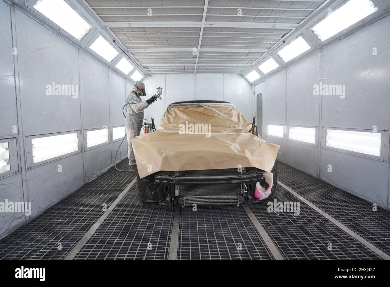Process of car painter work in workshop Stock Photo - Alamy