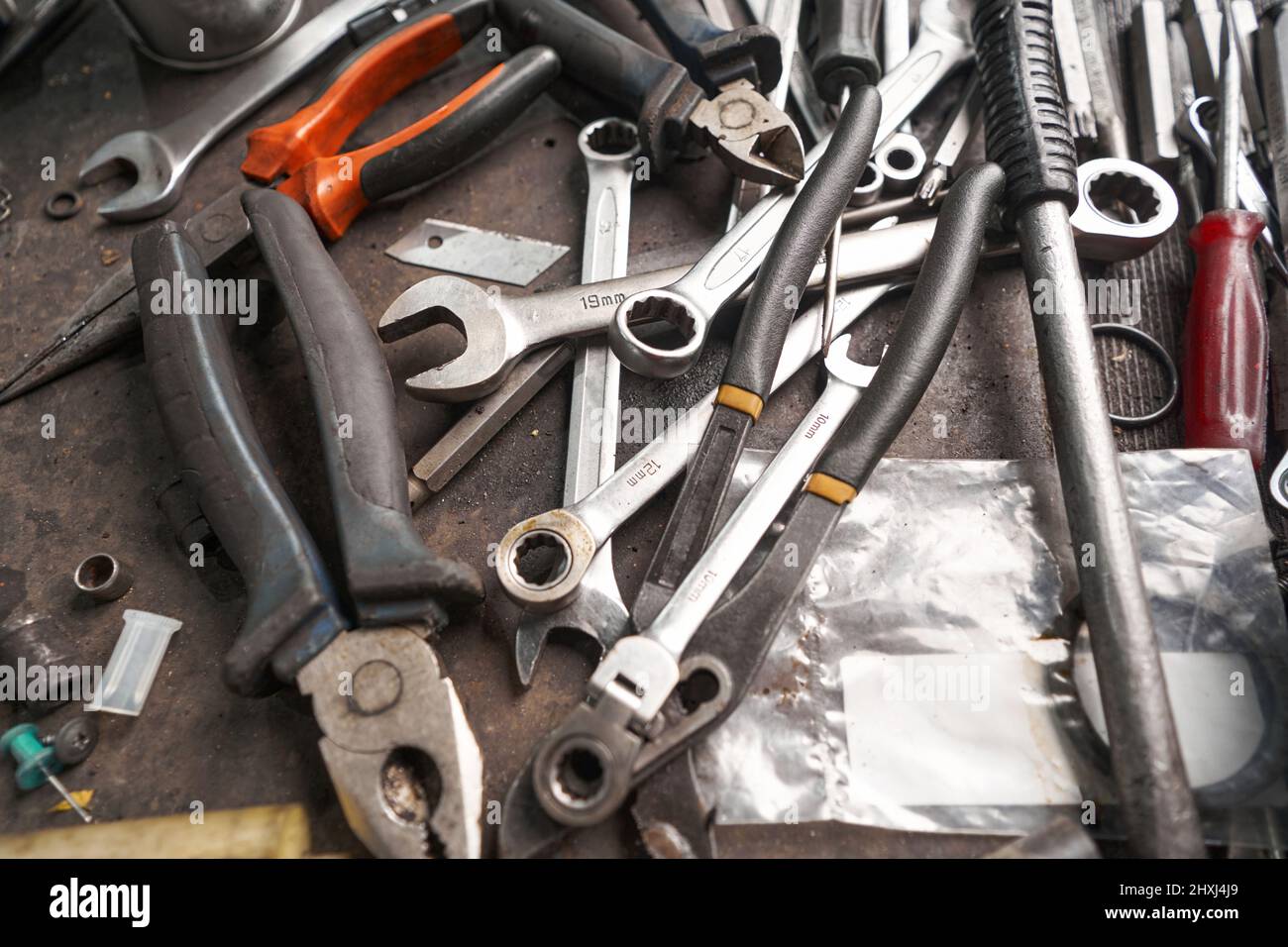 Close-up photo of different tools for auto repair Stock Photo - Alamy