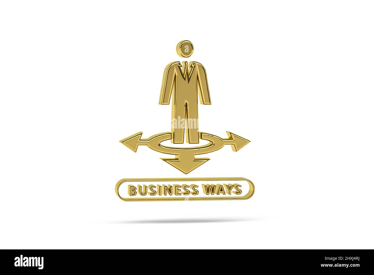 Golden 3d business ways icon isolated on white background - 3d render ...
