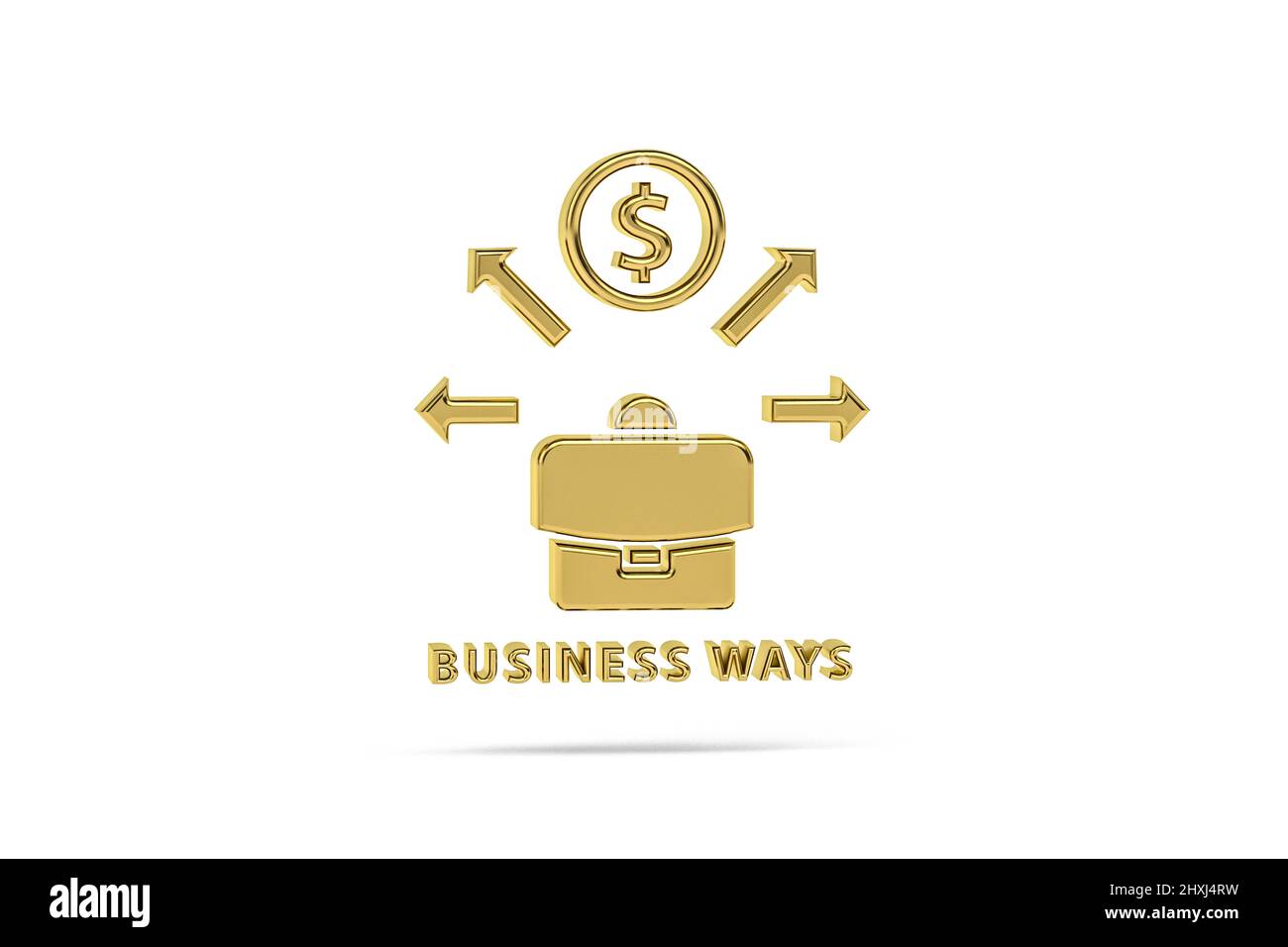 Golden 3d business ways icon isolated on white background - 3d render ...