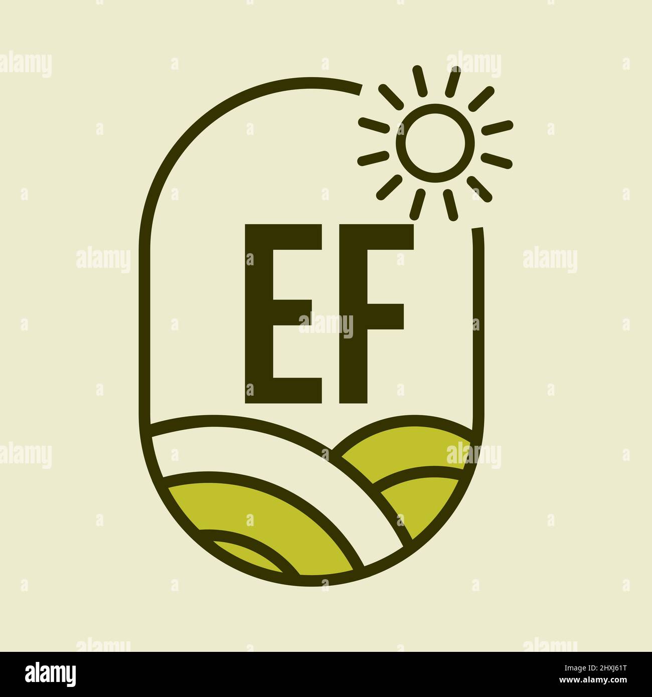 Agriculture Logo On Letter EF Emblem Template. Letter EF Agro Farm ...