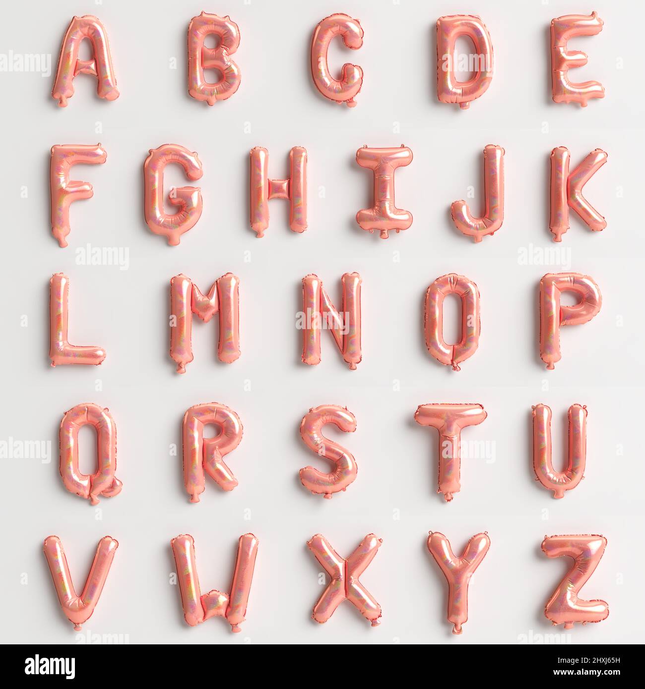 26 letters from A to Z 3d illustration of holo pink balloons isolated ...
