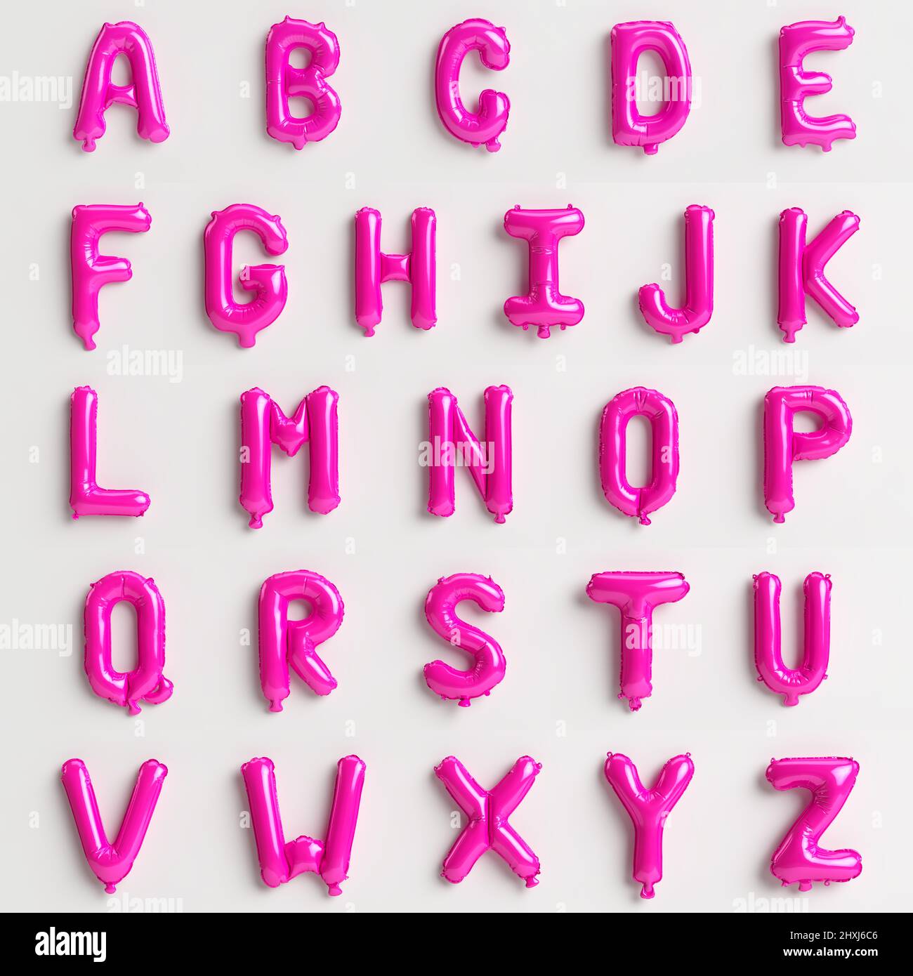 26 letters from A to Z 3d illustration of type 2 pink balloons isolated ...