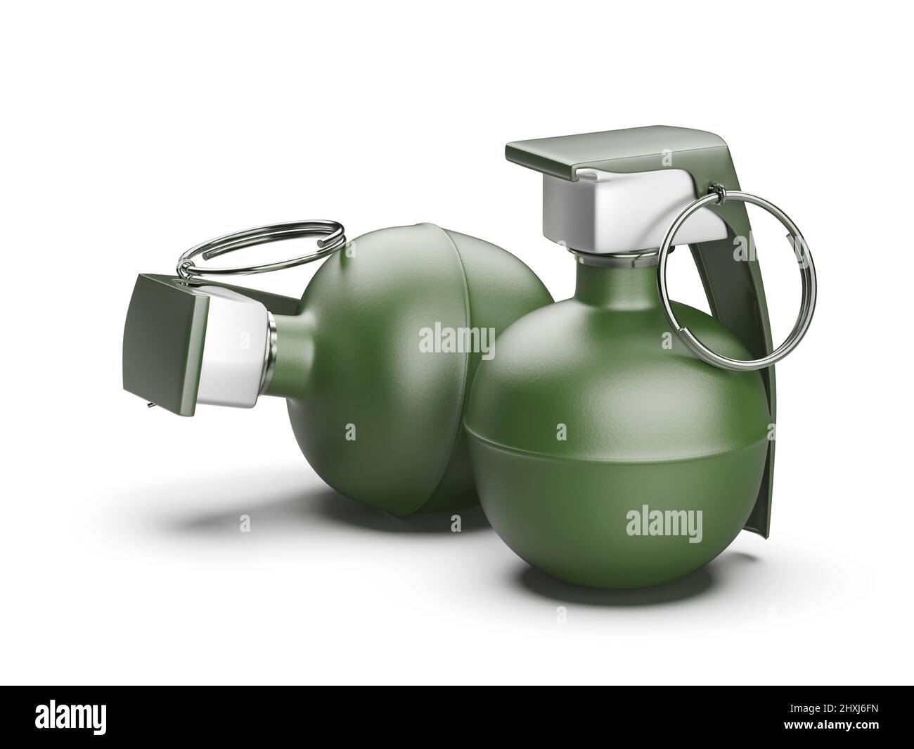 Two hand grenades on white background Stock Photo - Alamy