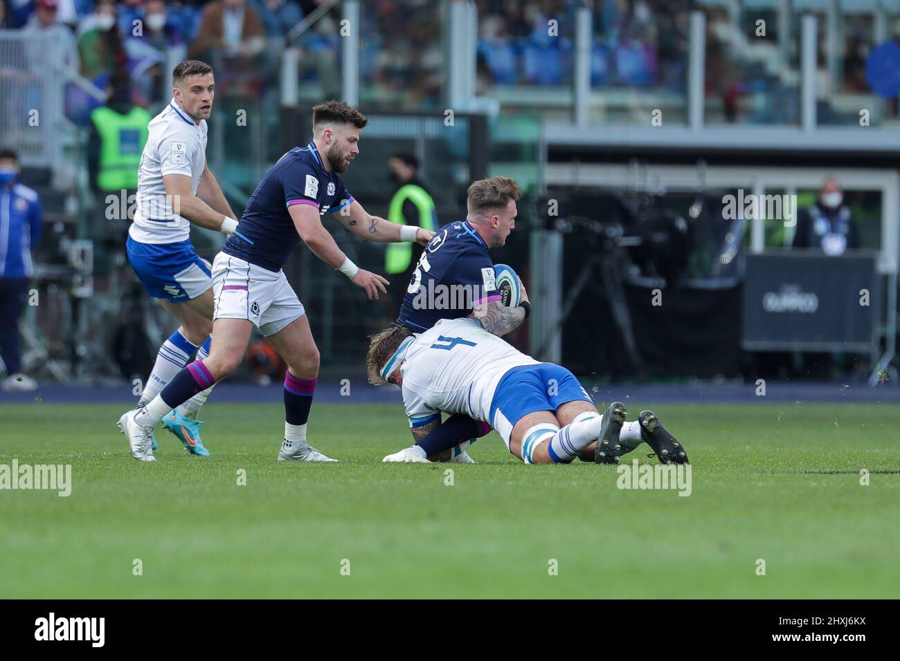 Rome, Italy. 12th Mar, 2022. Stuart Hogg (Scotland) vs Niccolo Cannone ...