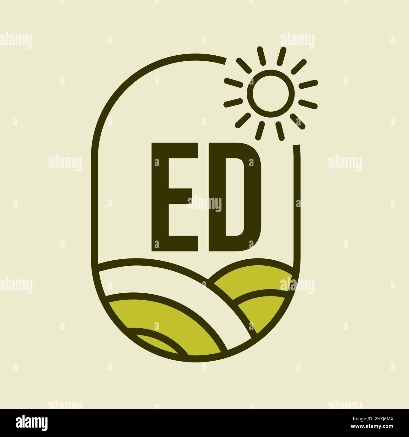 Agriculture Logo On Letter ED Emblem Template. Letter ED Agro Farm ...