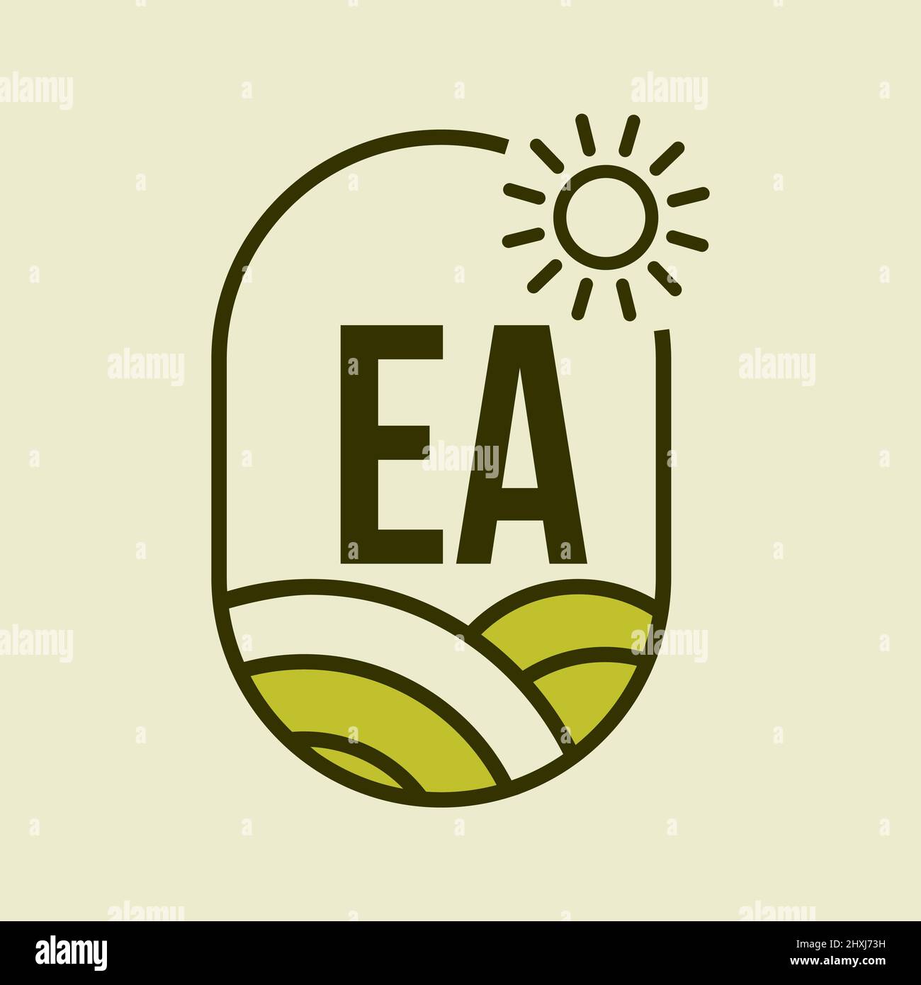 Agriculture Logo On Letter EA Emblem Template. Letter EA Agro Farm ...