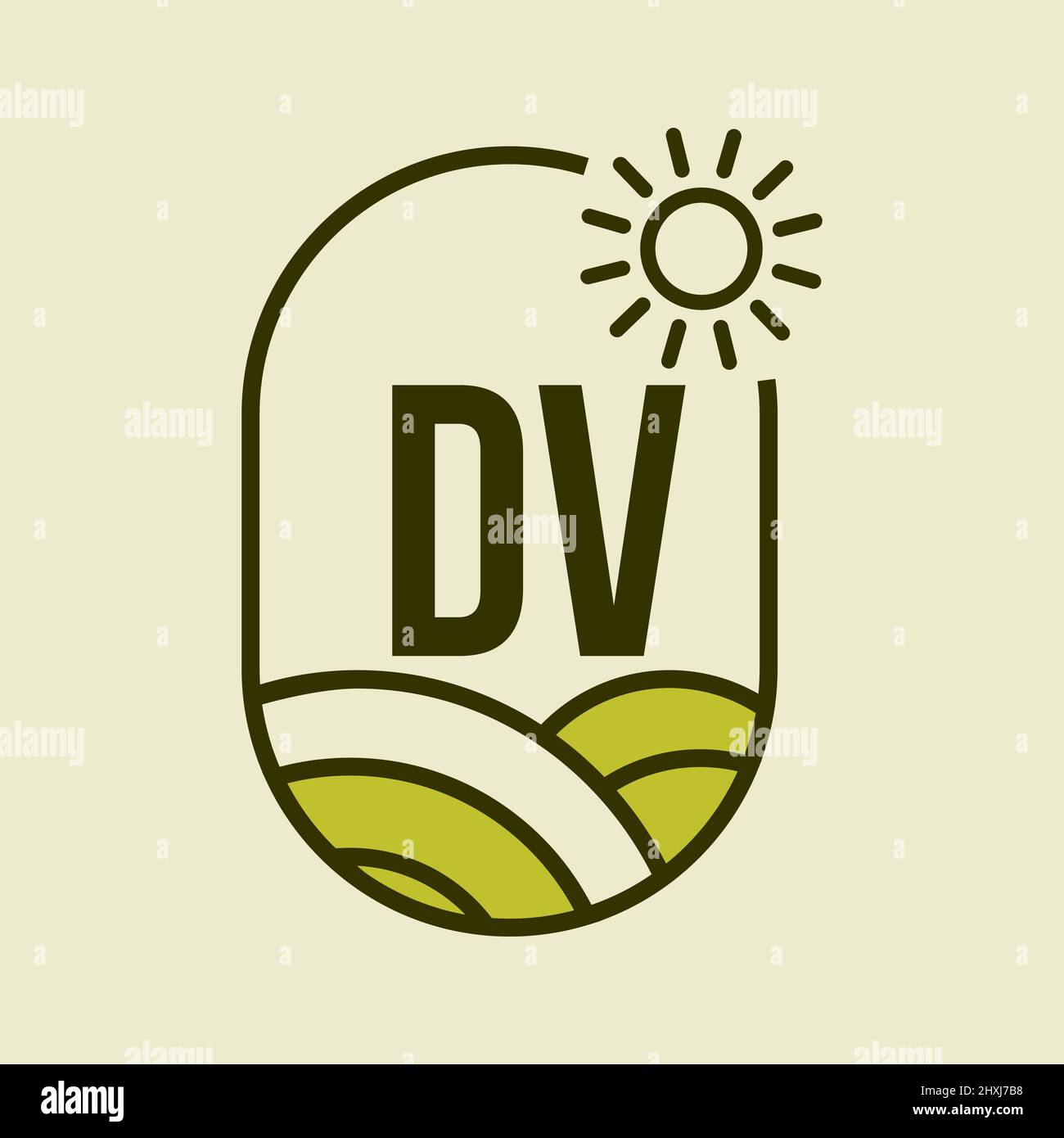 Agriculture Logo On Letter DV Emblem Template. Letter DV Agro Farm ...