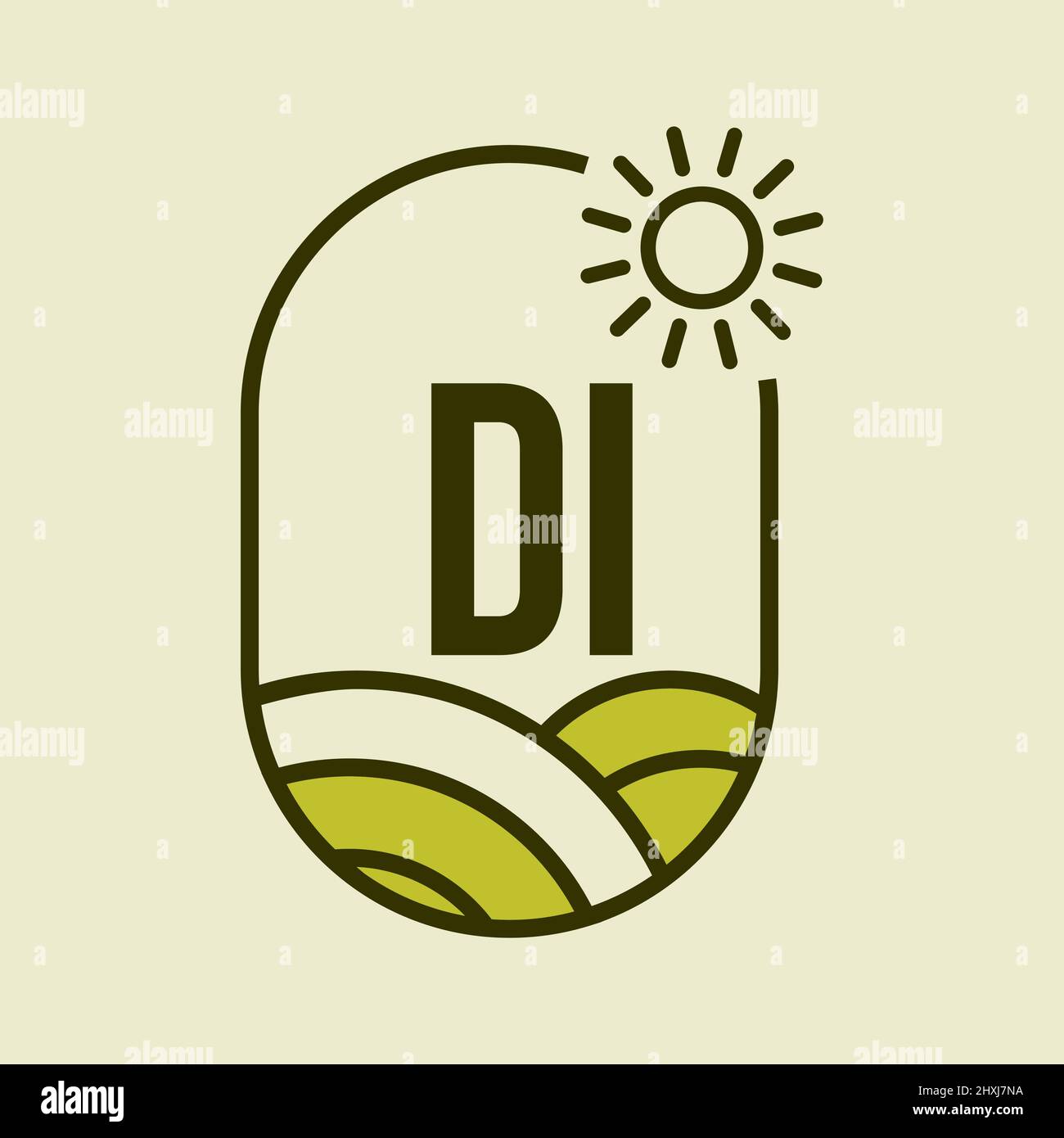 Agriculture Logo On Letter DI Emblem Template. Letter DI Agro Farm ...