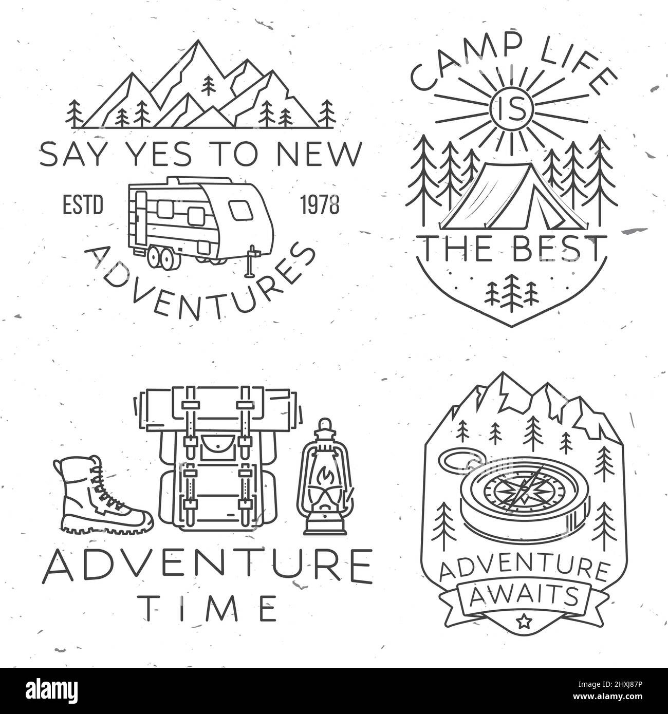 Set of camping badges, patches. Vector illustration. Concept for shirt ...