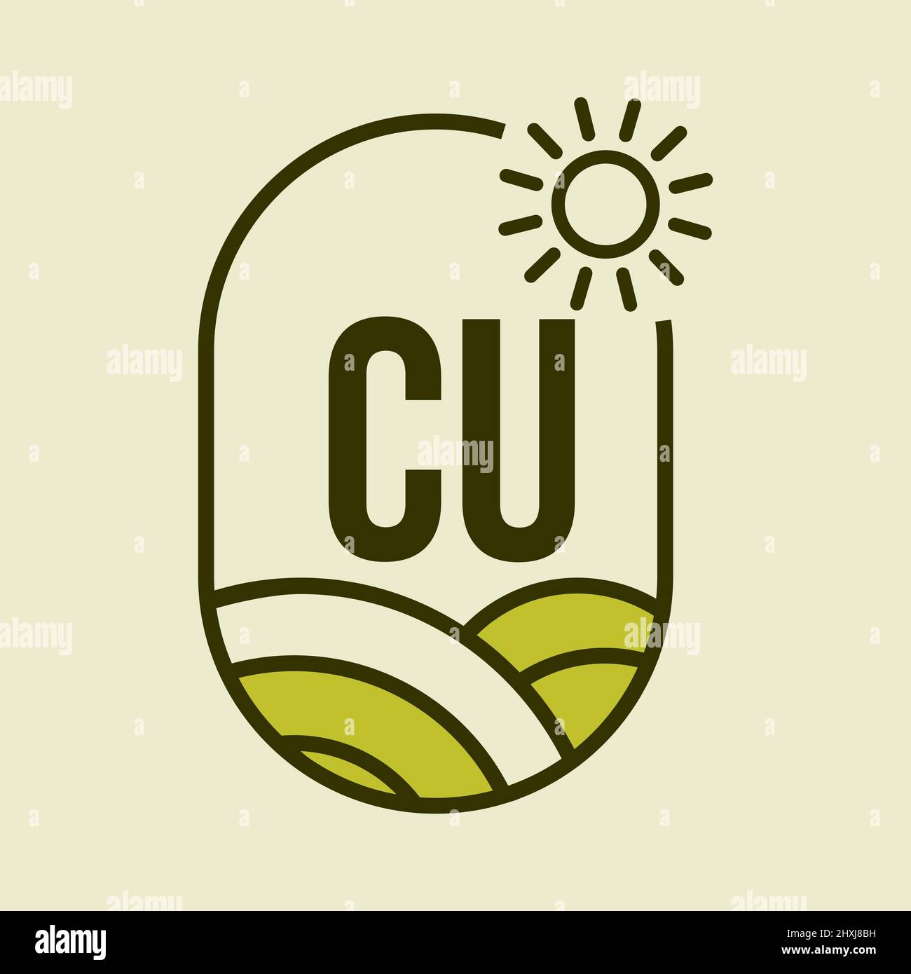 Agriculture Logo On Letter CU Emblem Template. Letter CU Agro Farm ...