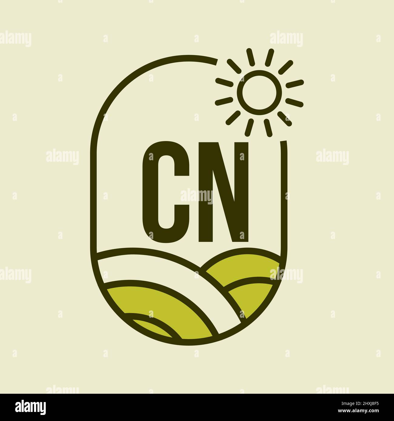 Agriculture Logo On Letter CN Emblem Template. Letter CN Agro Farm ...