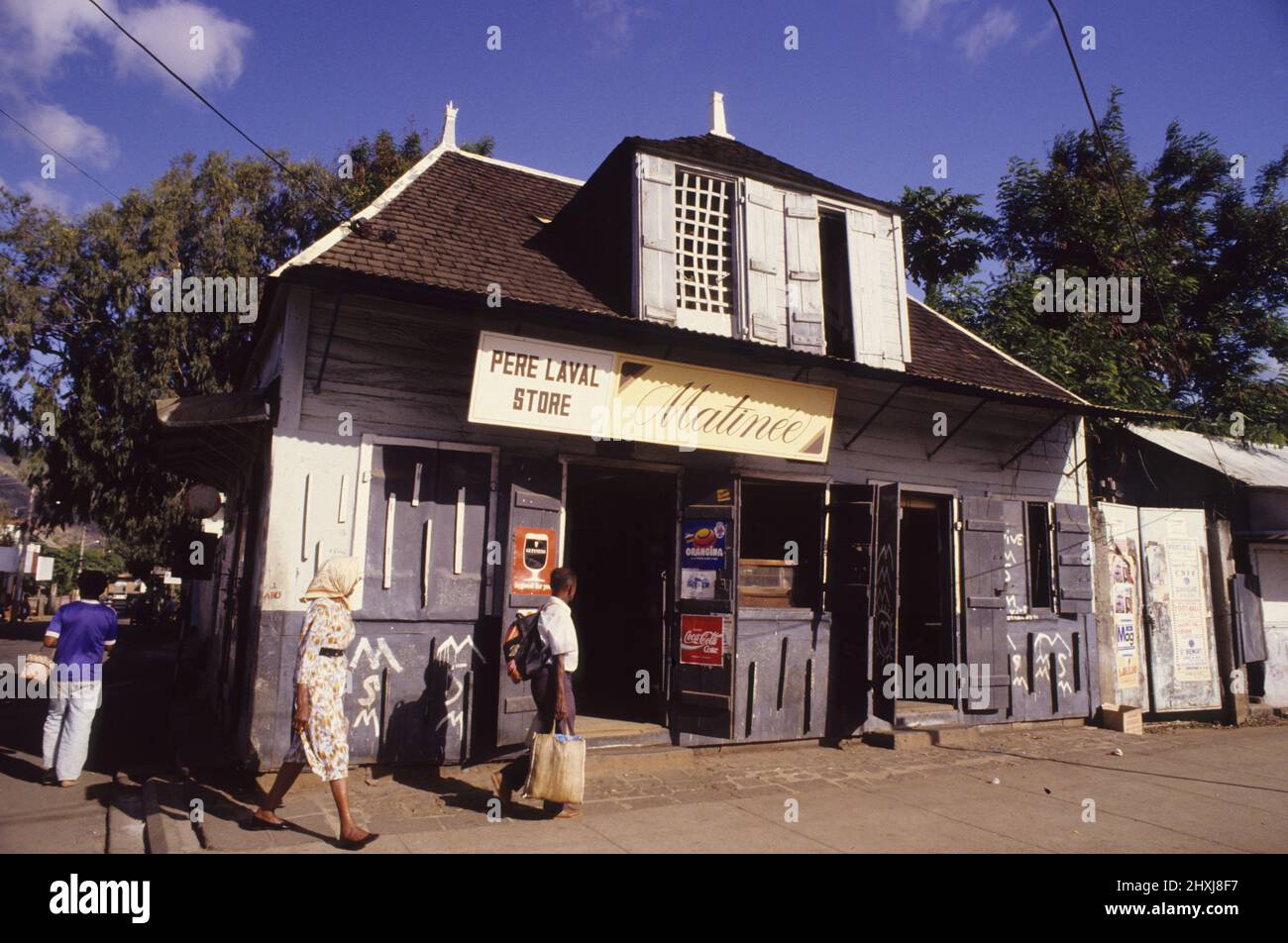 Mauritius island grocery shop french language sign Stock Photo - Alamy