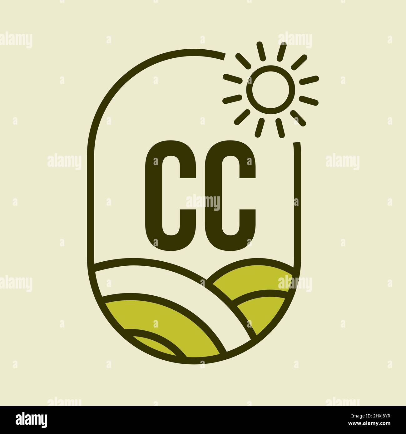 Agriculture Logo On Letter CC Emblem Template. Letter CC Agro Farm ...