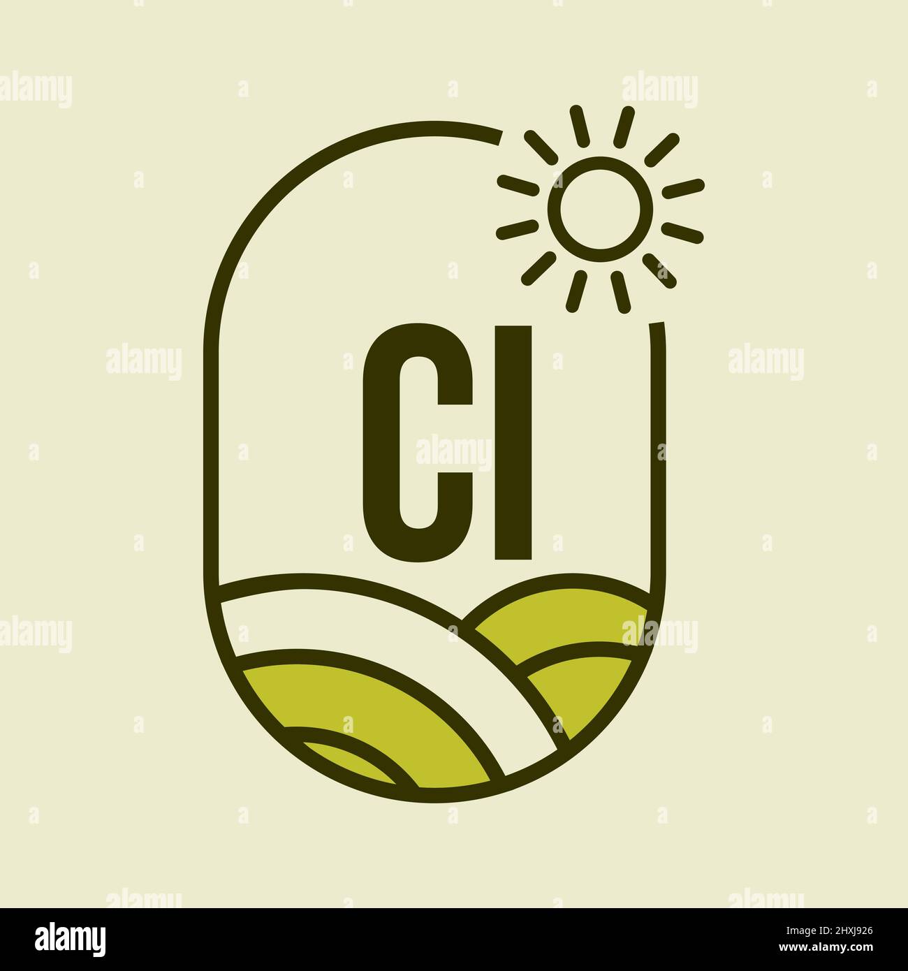 Agriculture Logo On Letter CI Emblem Template. Letter CI Agro Farm ...