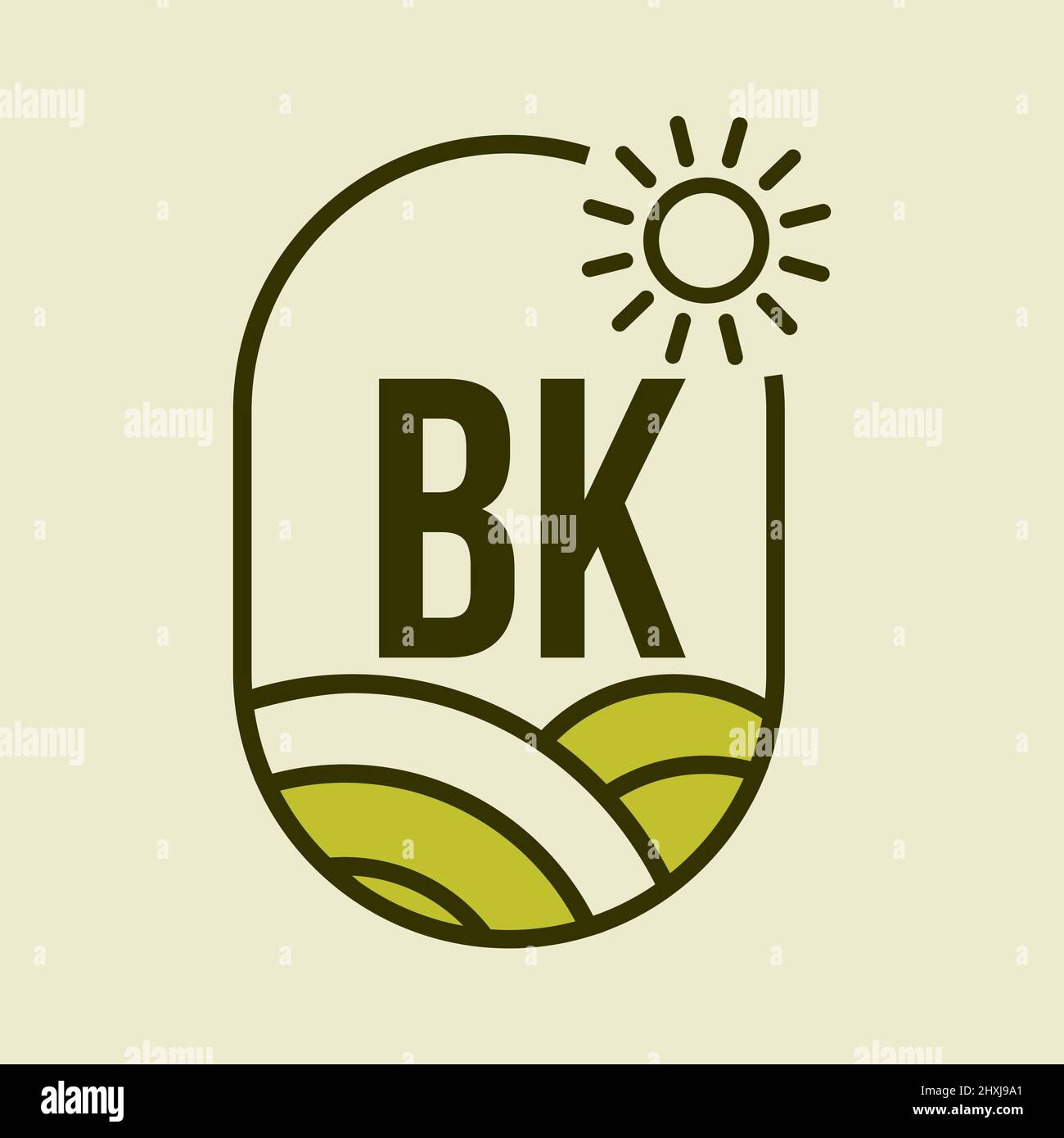 Agriculture Logo On Letter BK Emblem Template. Letter BK Agro Farm ...