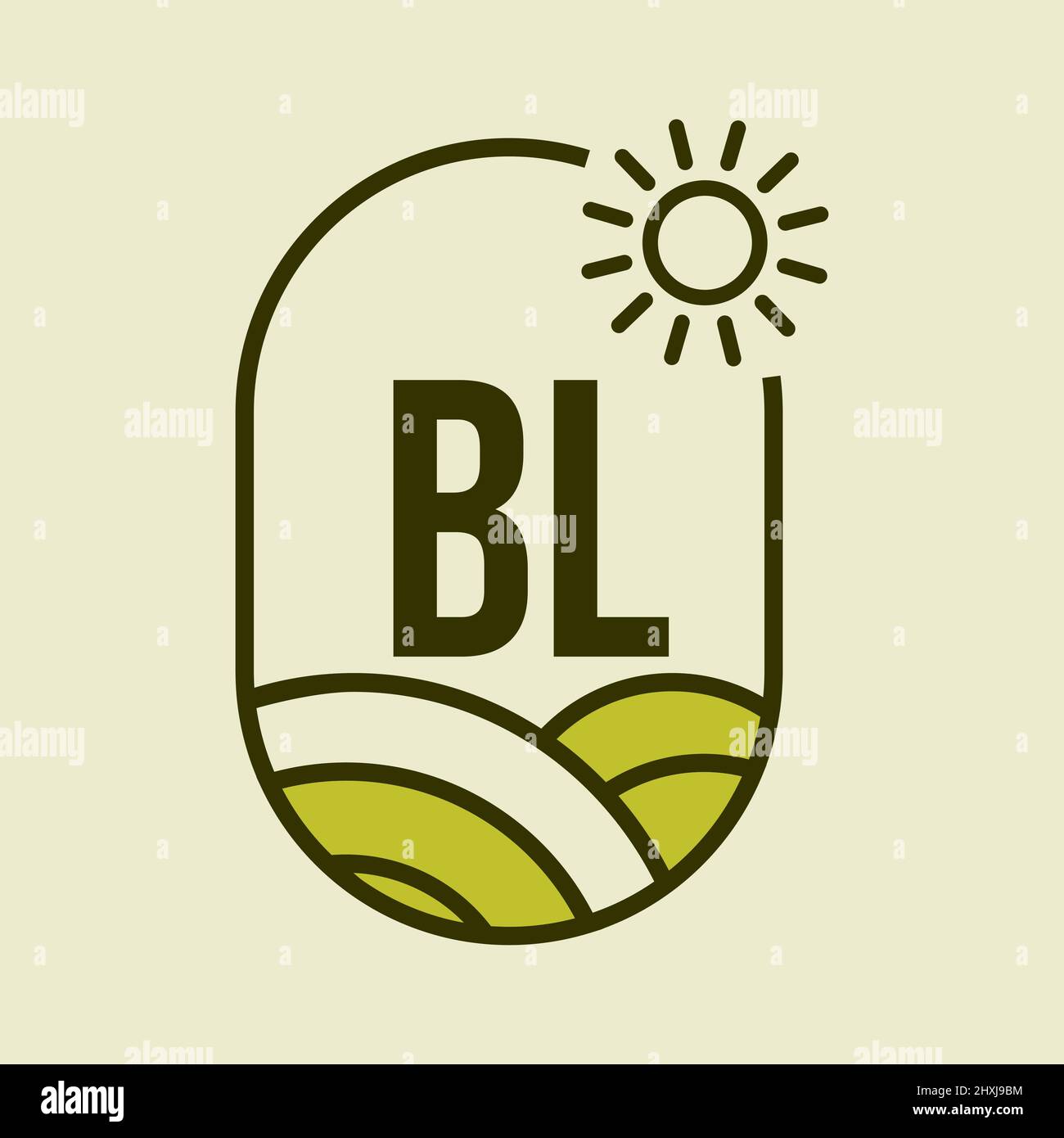 Agriculture Logo On Letter BL Emblem Template. Letter BL Agro Farm ...