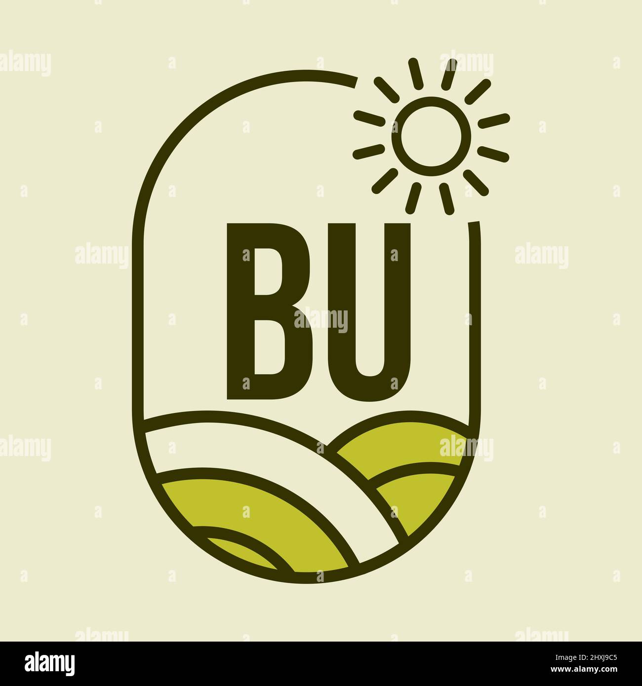 Agriculture Logo On Letter BU Emblem Template. Letter BU Agro Farm ...