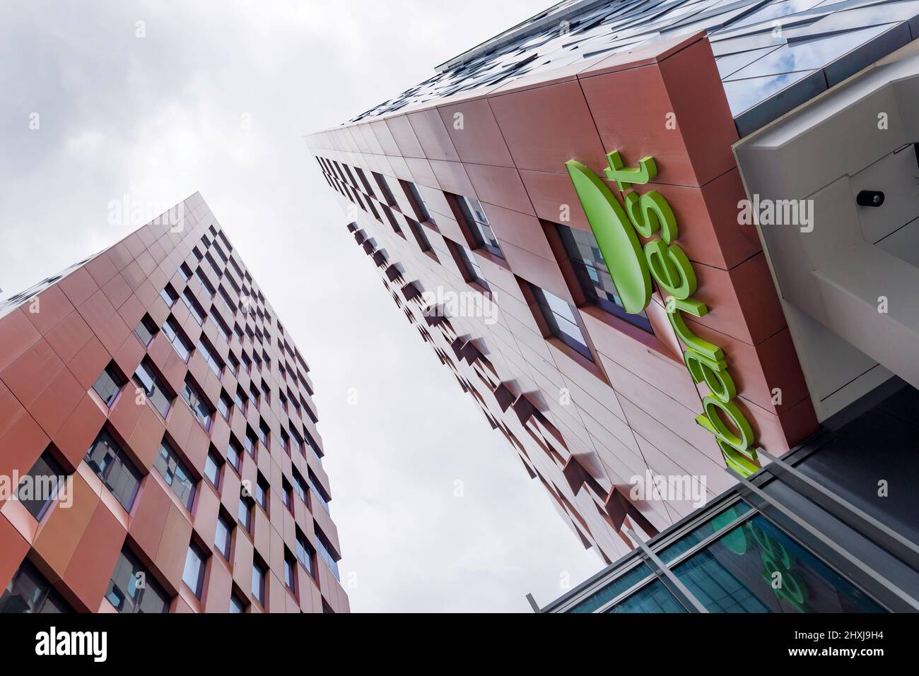 Looking up at two Urbanest student accommodation buildings in Ultimo ...