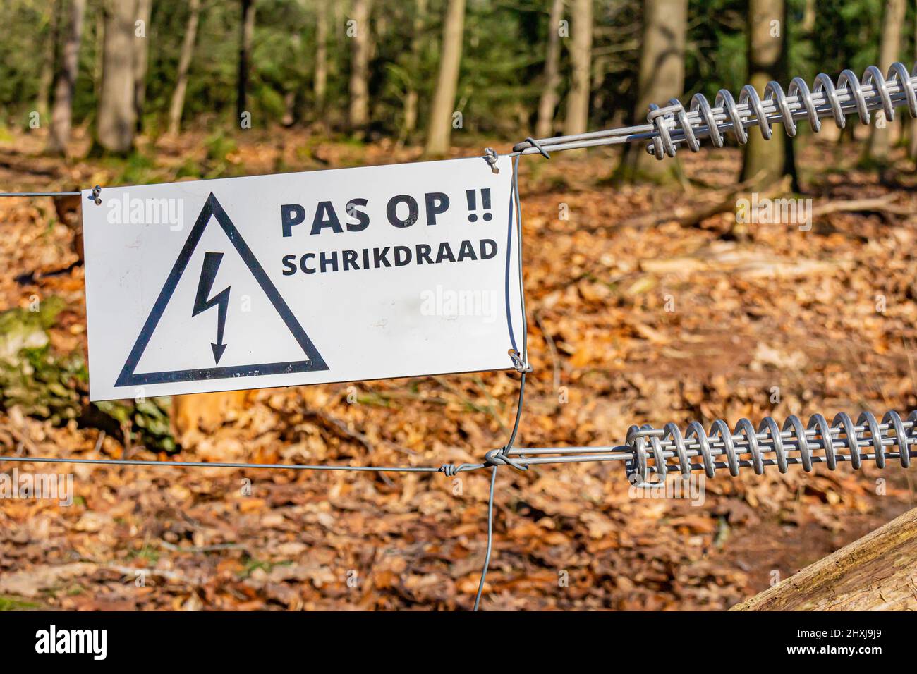 Rectangular metal sign that says beware electric fence, land with dry ...