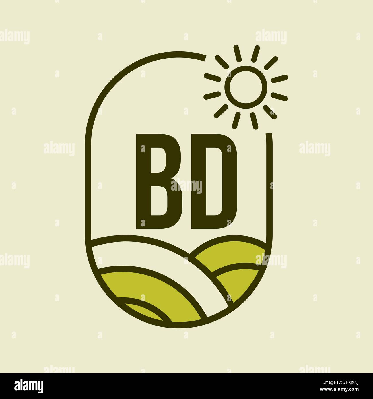 Agriculture Logo On Letter BD Emblem Template. Letter BD Agro Farm ...