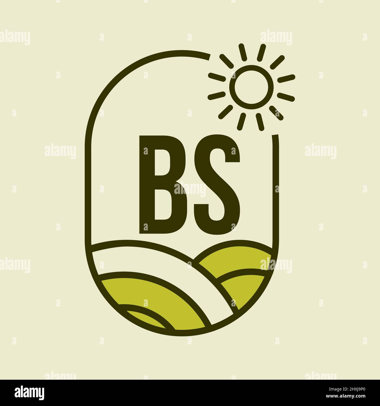 Agriculture Logo On Letter BS Emblem Template. Letter BS Agro Farm ...