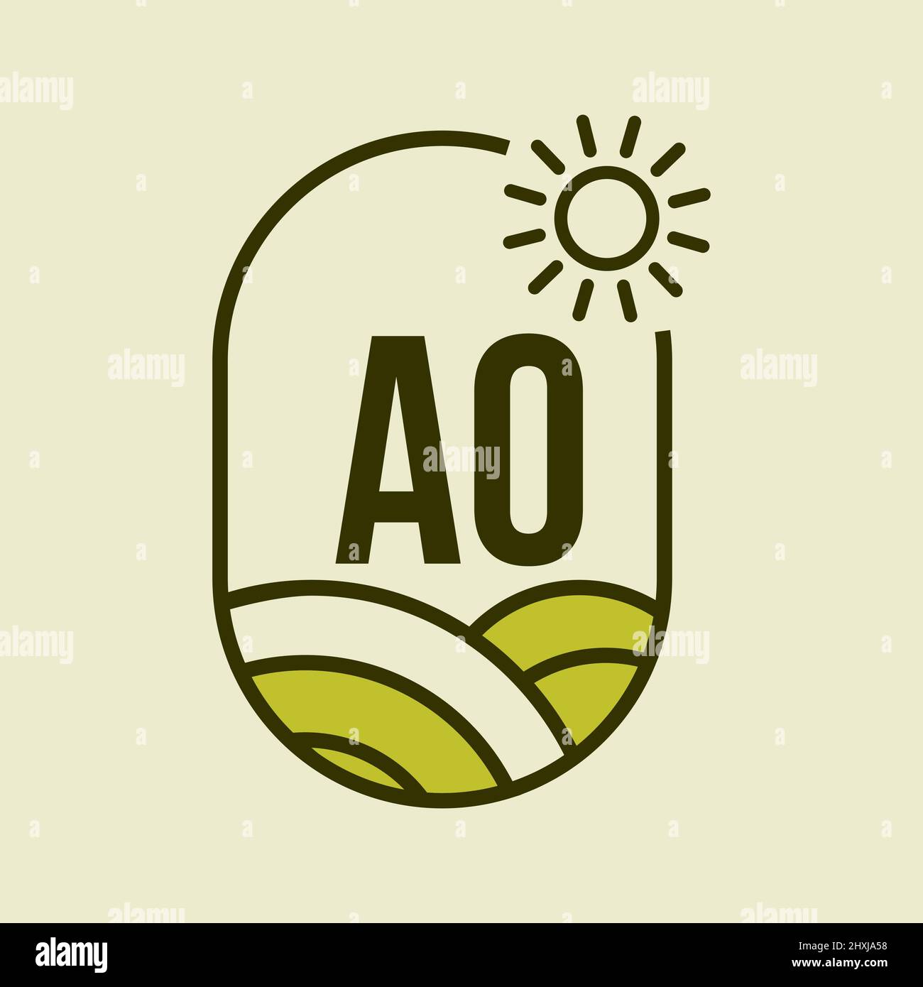 Agriculture Logo On Letter AO Emblem Template. Letter AO Agro Farm ...