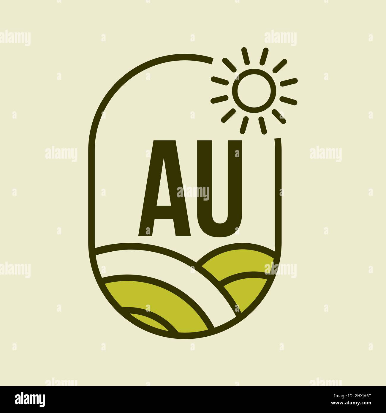 Agriculture Logo On Letter AU Emblem Template. Letter AU Agro Farm ...