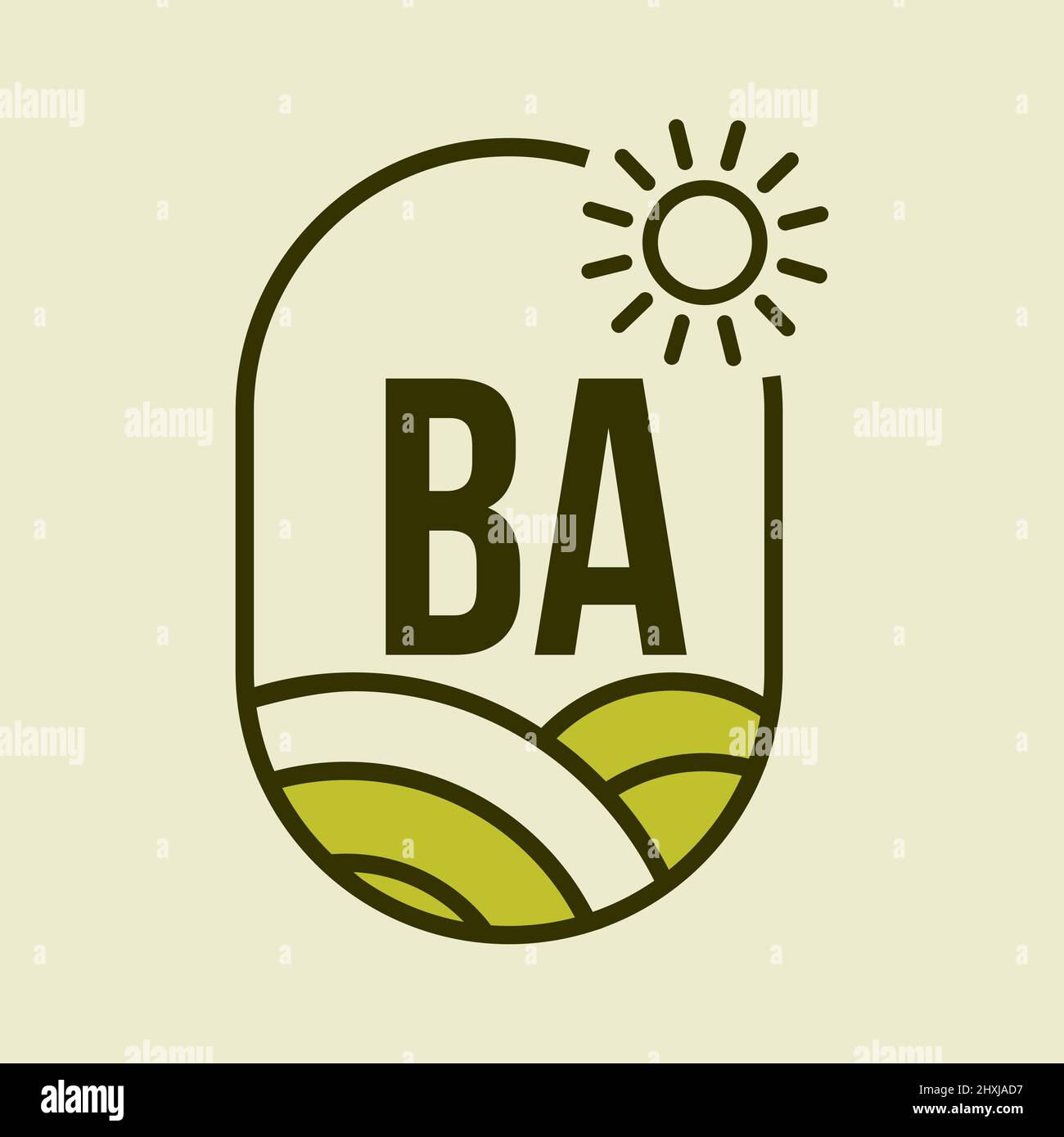 Agriculture Logo On Letter BA Emblem Template. Letter BA Agro Farm ...
