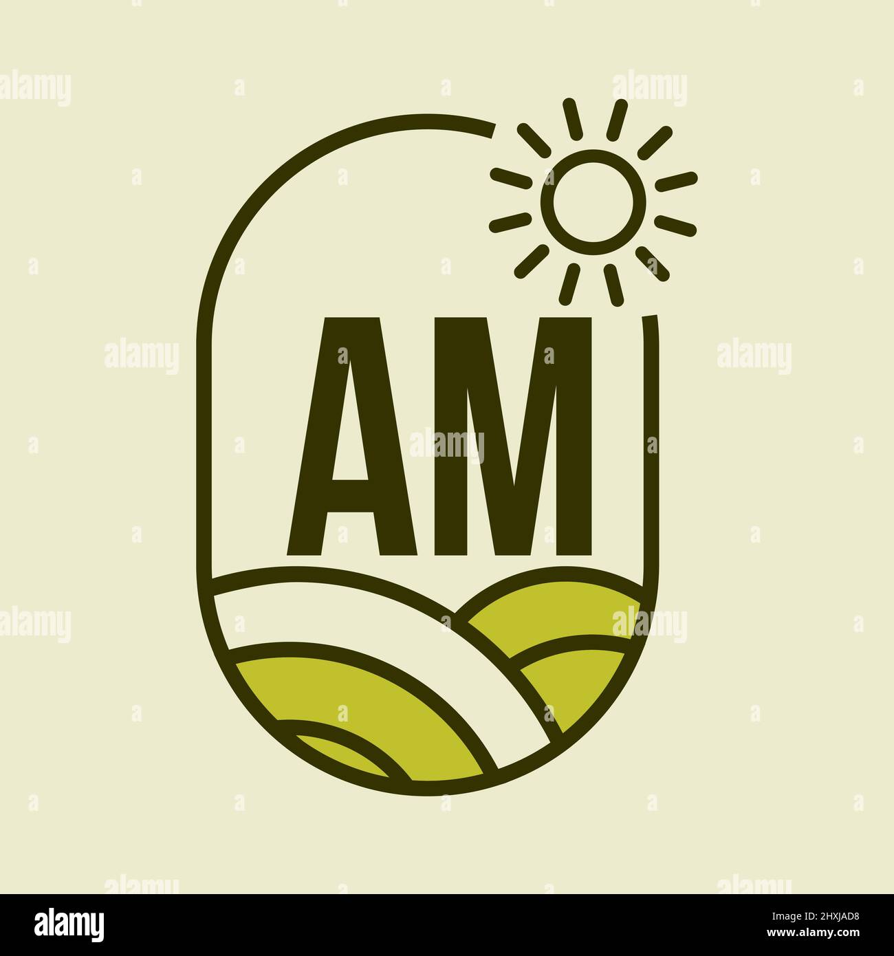 Agriculture Logo On Letter AM Emblem Template. Letter AM Agro Farm ...