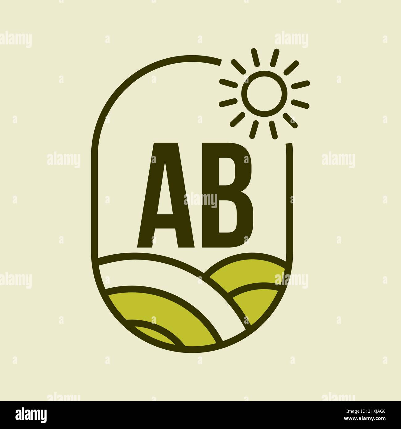 Agriculture Logo On Letter AB Emblem Template. Letter AB Agro Farm ...