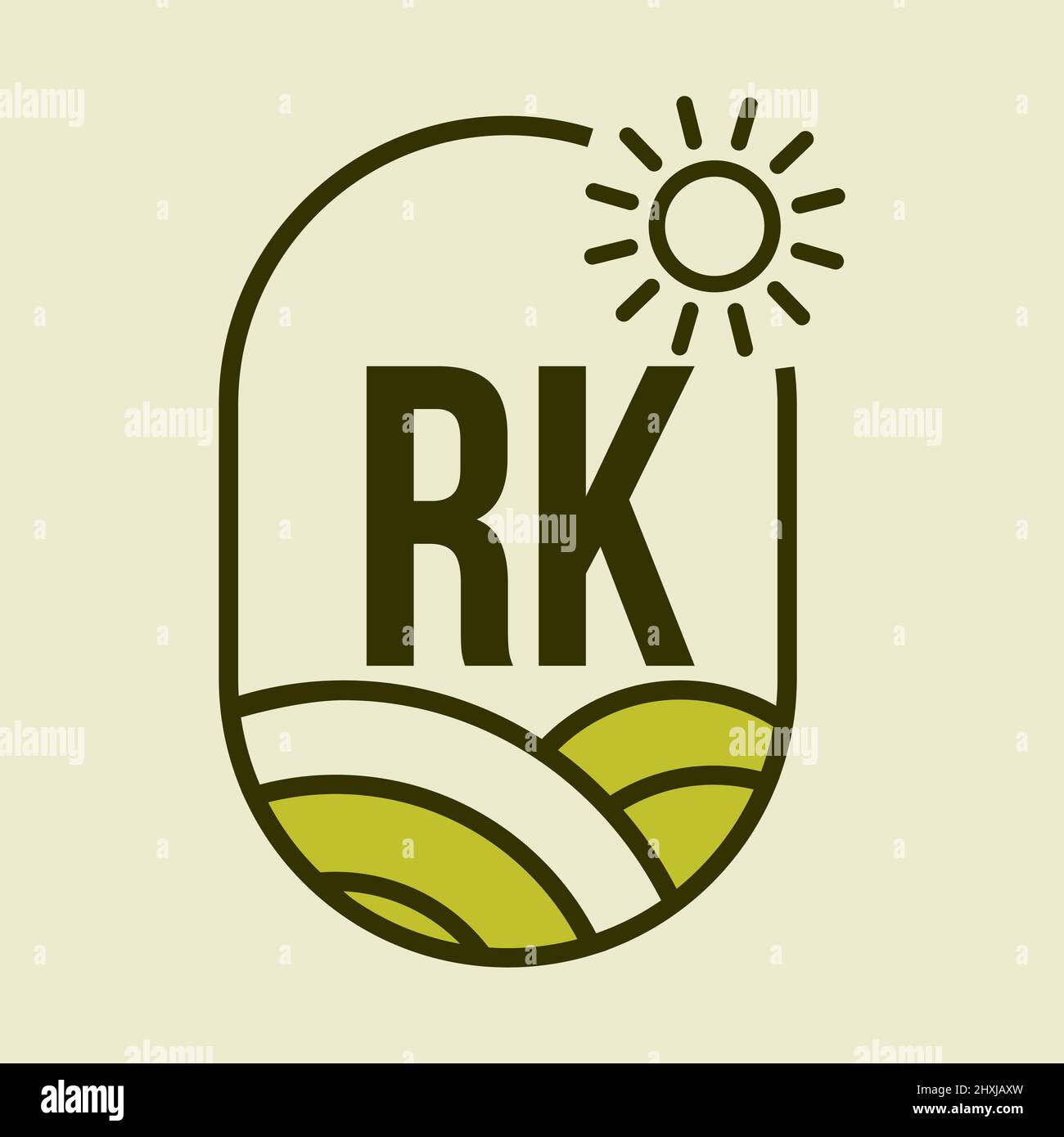 Agriculture Logo On Letter RK Emblem Template. Letter RK Agro Farm ...