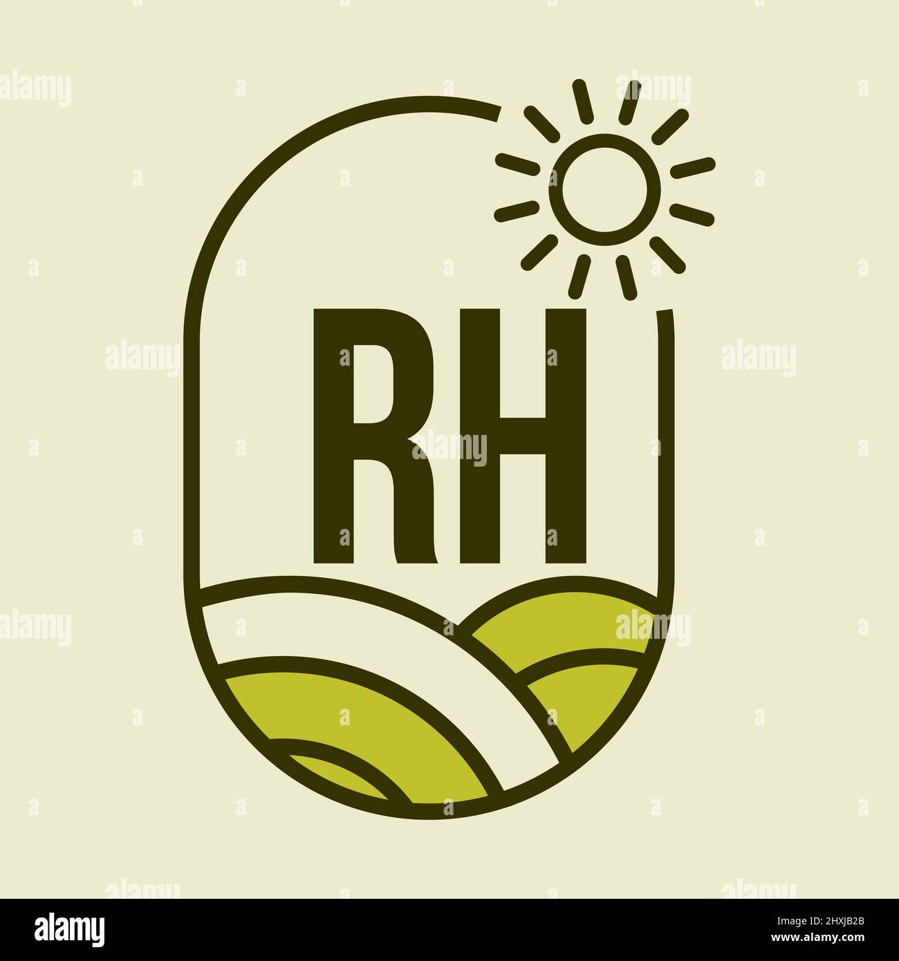 Agriculture Logo On Letter RH Emblem Template. Letter RH Agro Farm ...