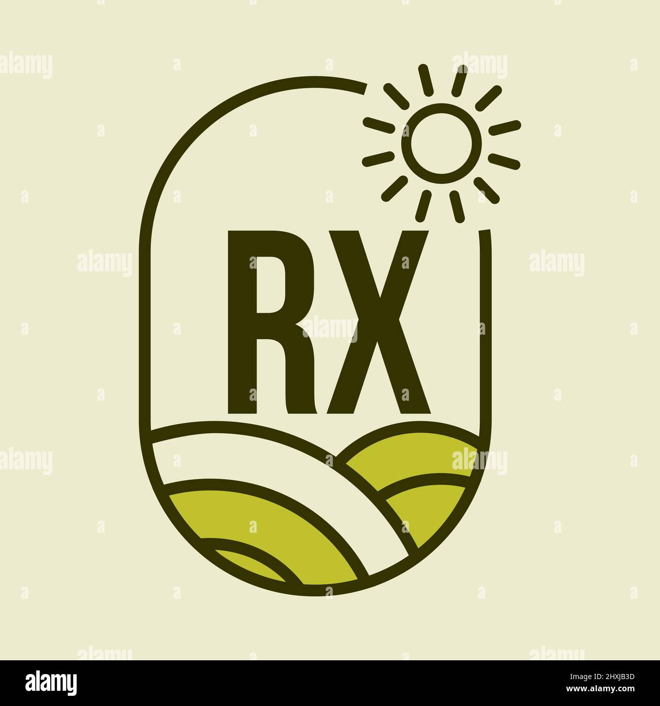 Agriculture Logo On Letter RX Emblem Template. Letter RX Agro Farm ...