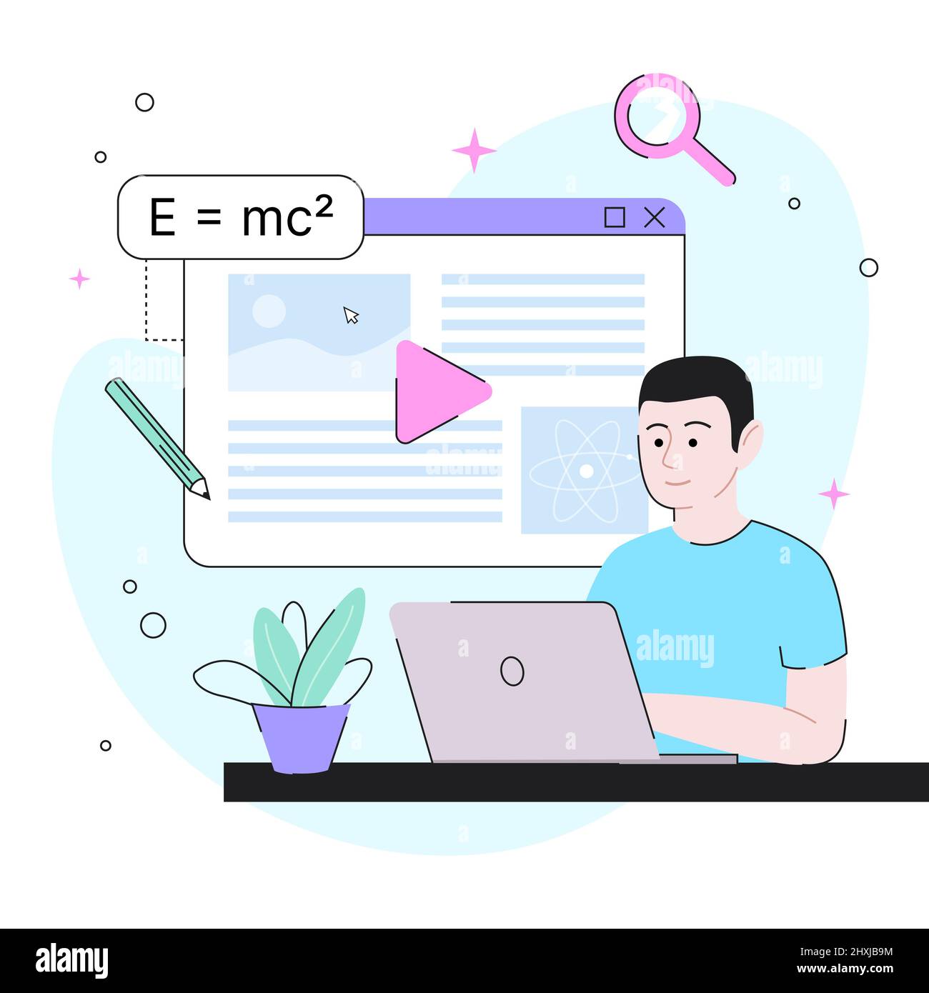 Online Learning Illustration. Graphic Design. Person Studying Online ...