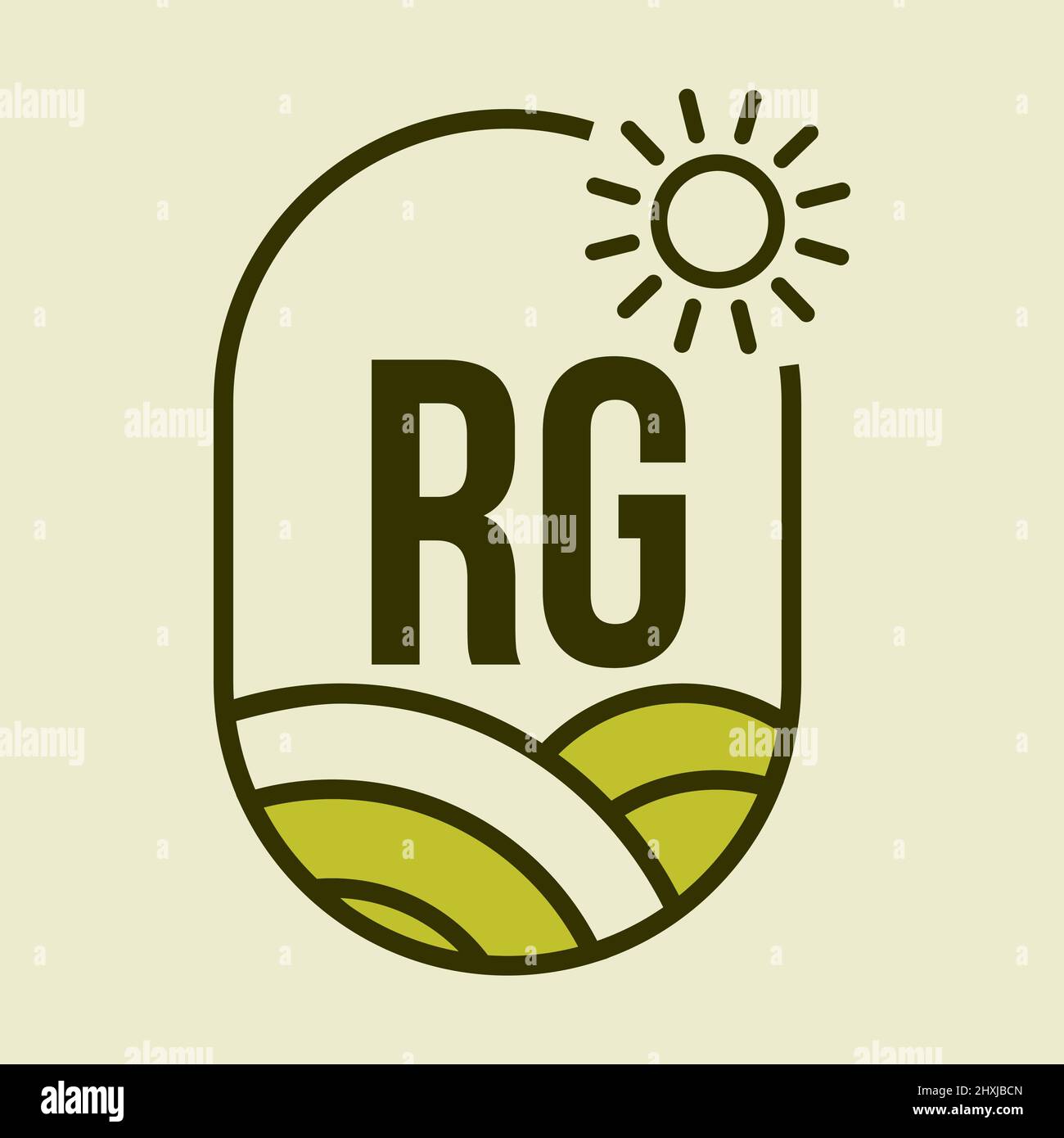 Agriculture Logo On Letter RG Emblem Template. Letter RG Agro Farm ...