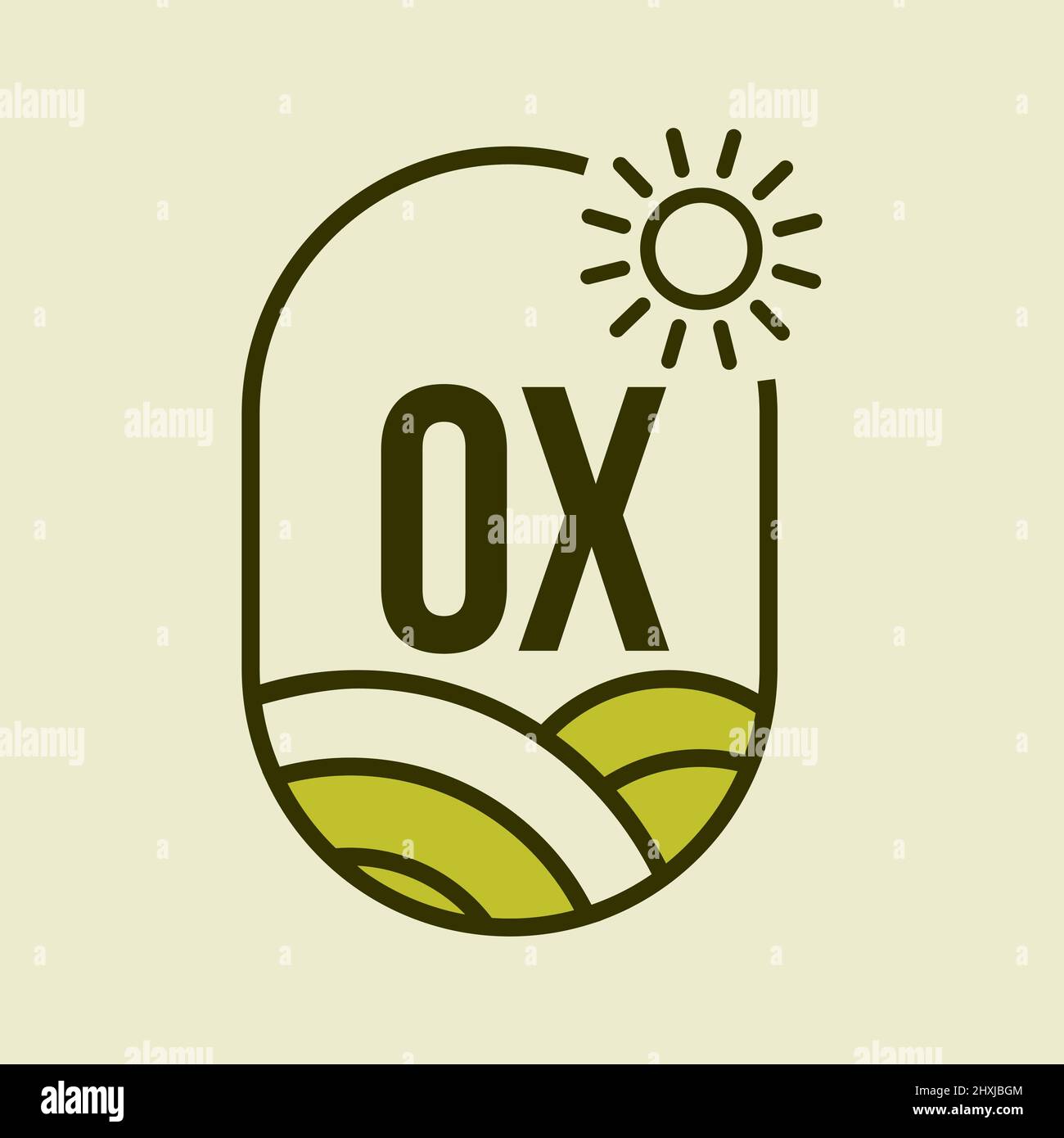 Agriculture Logo On Letter OX Emblem Template. Letter OX Agro Farm ...