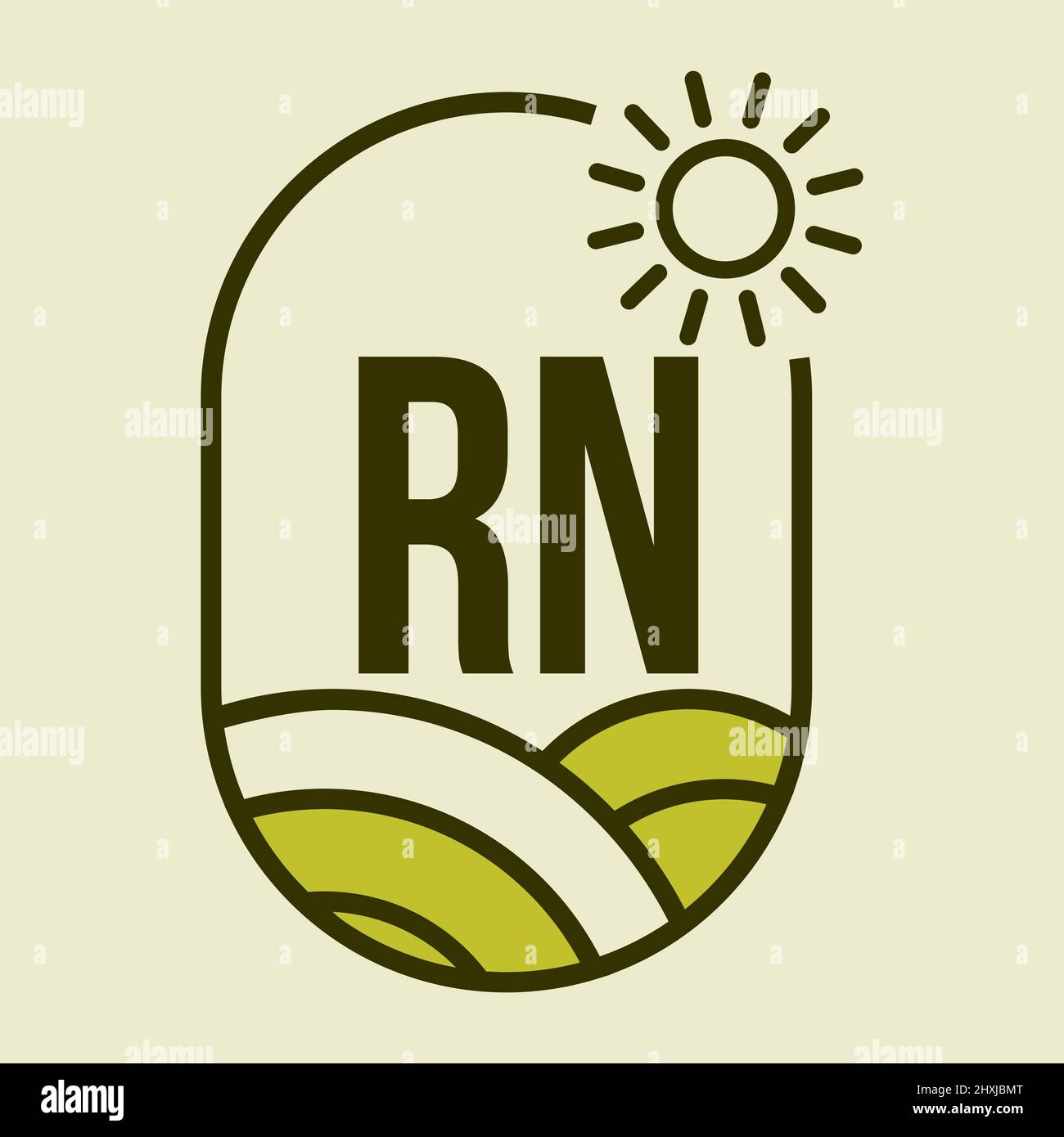 Agriculture Logo On Letter RN Emblem Template. Letter RN Agro Farm ...