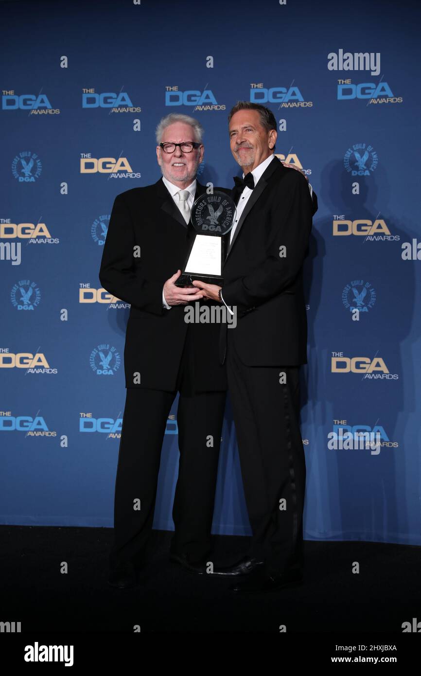 Louis J. Horvitz and Garry W. Hood in the press room during the 74th ...