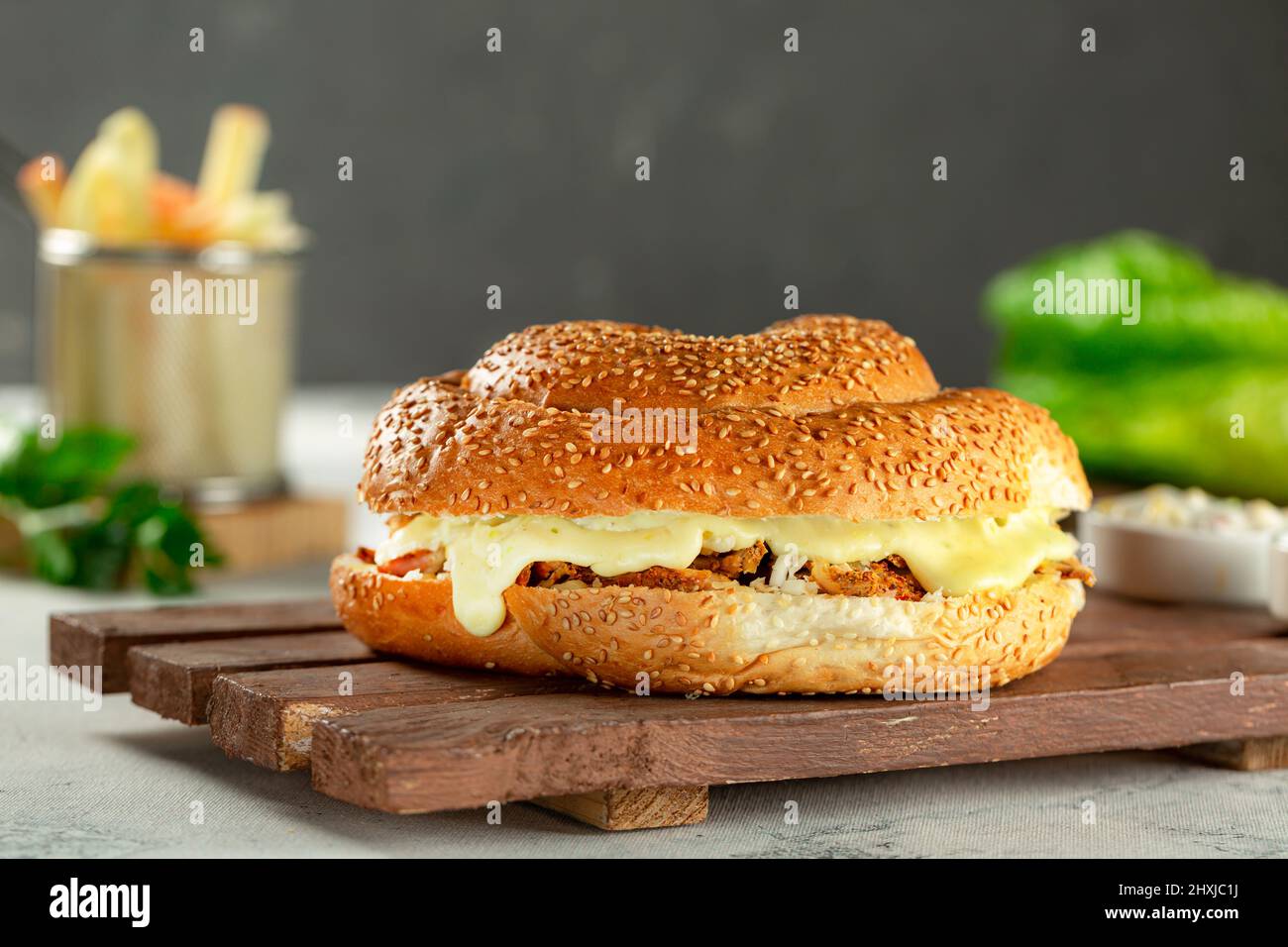 big shawarma sandwich with cheese Stock Photo - Alamy
