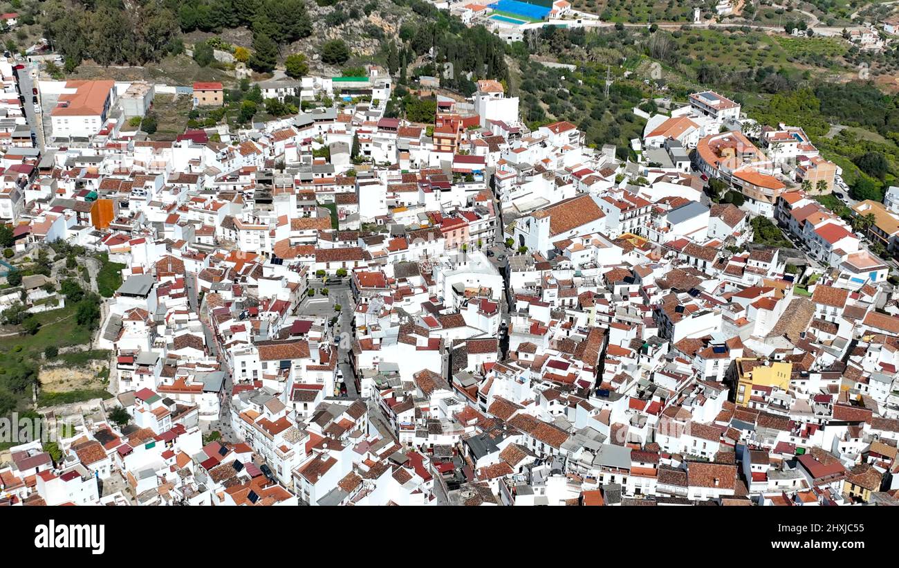 aerial view of the municipality of Monda in the province of Malaga ...