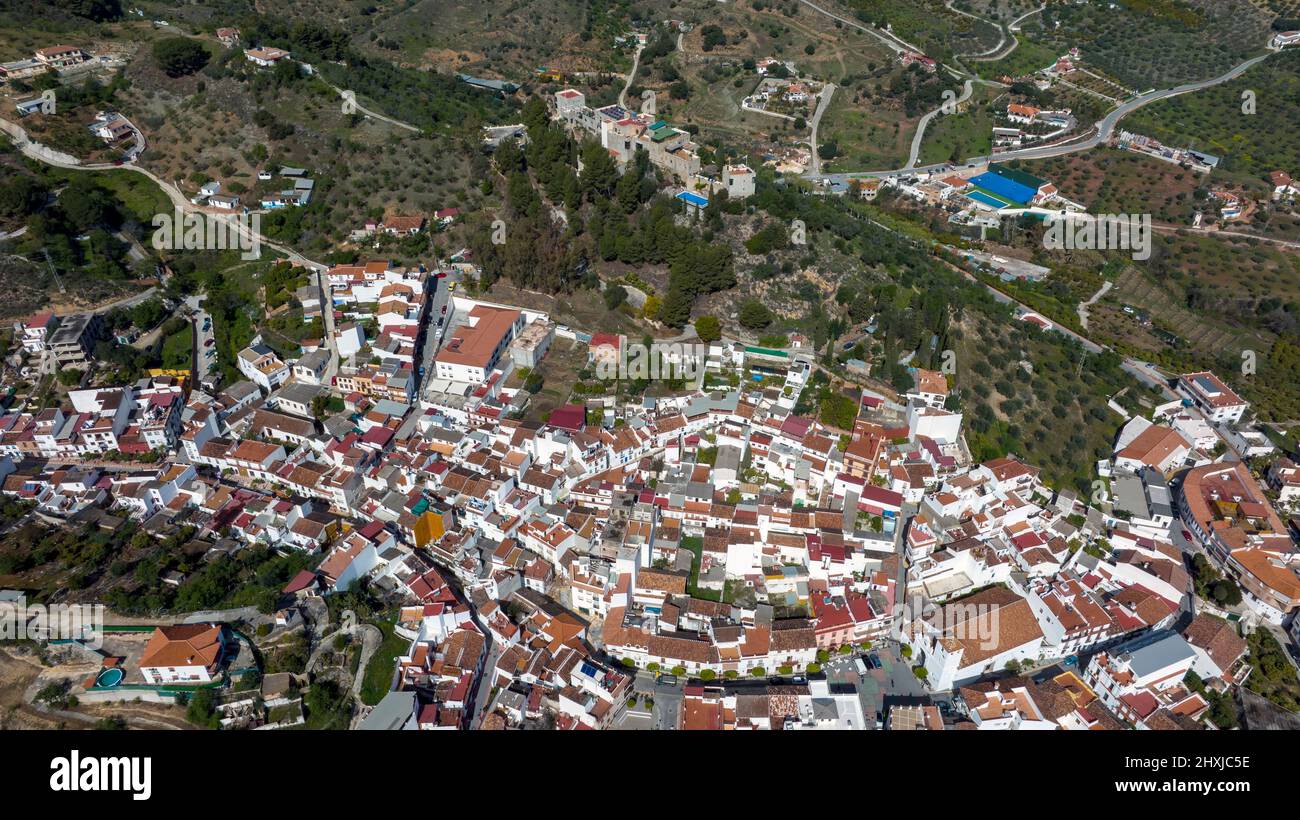 aerial view of the municipality of Monda in the province of Malaga ...
