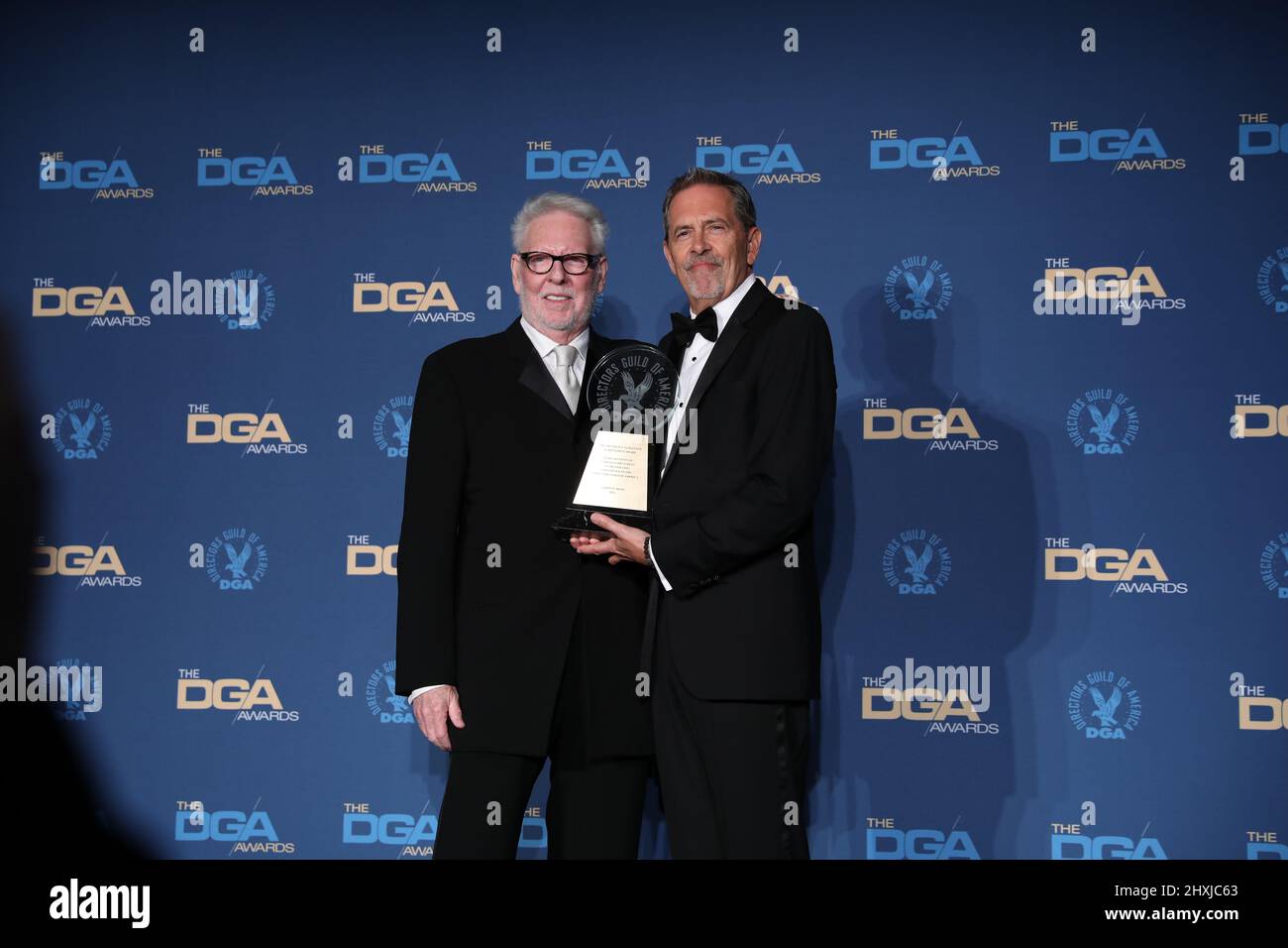 Louis J. Horvitz and Garry W. Hood in the press room during the 74th ...
