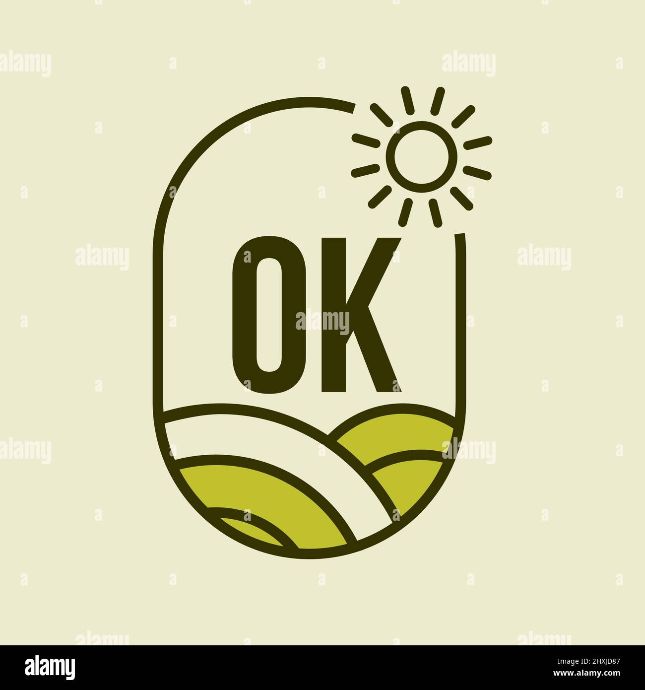 Agriculture Logo On Letter OK Emblem Template. Letter OK Agro Farm ...